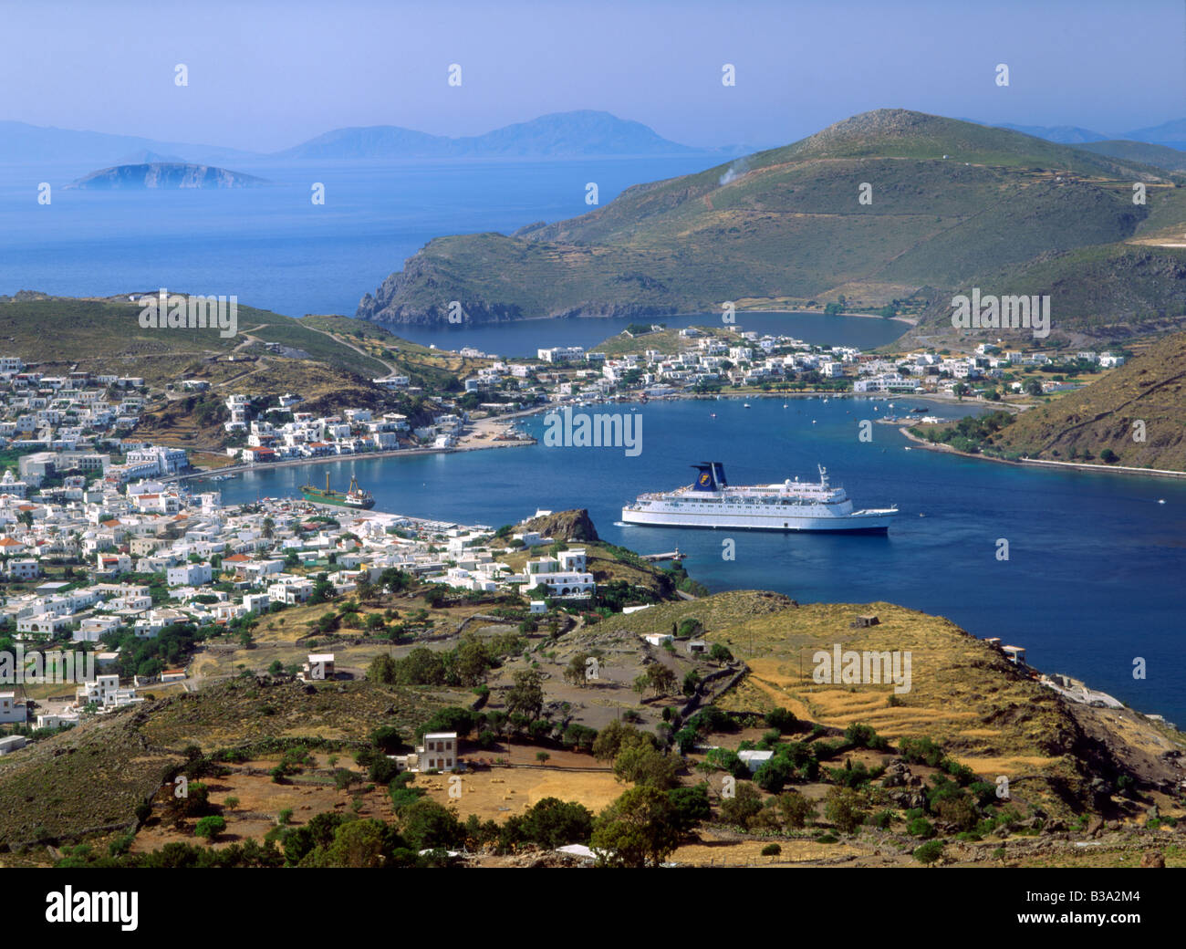 Greece Dodecanese Patmos Skala & Harbour Stock Photo - Alamy