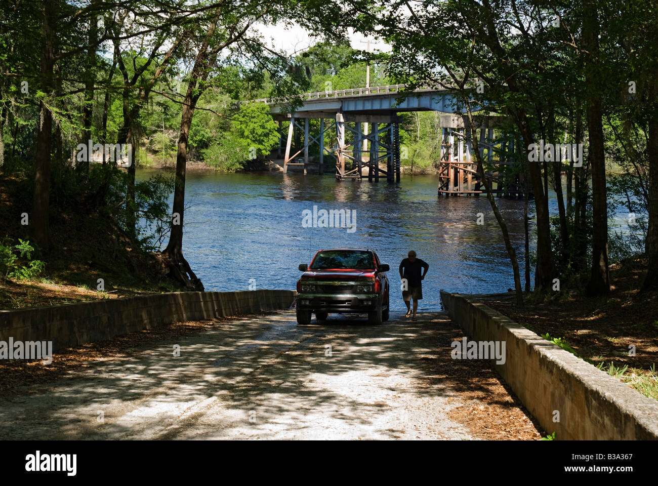 boat launching ramp along the Suwannee River Florida Stock Photo - Alamy