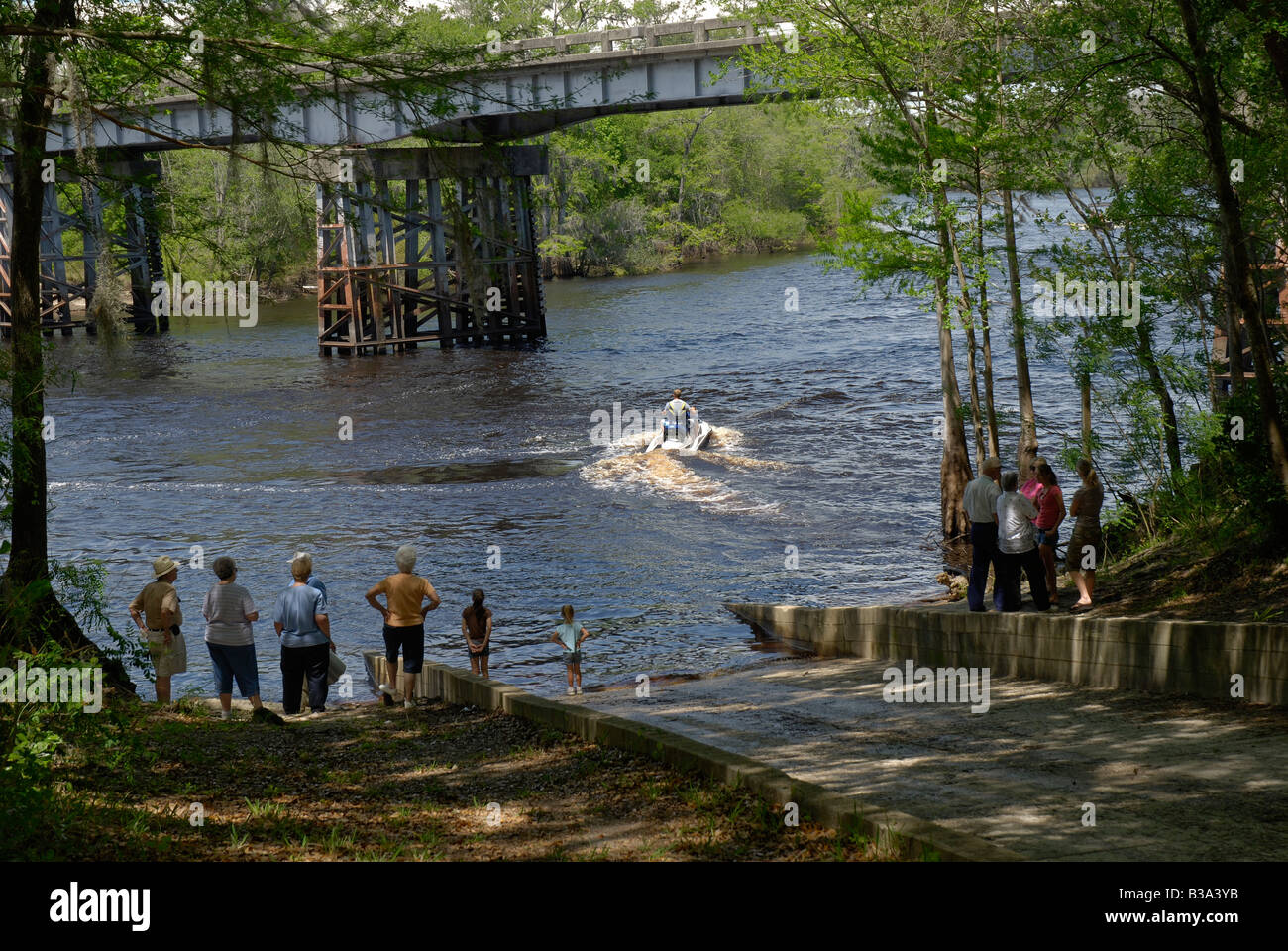 Saturday morning at Rock Bluff boat ramp along the Suwannee River North ...