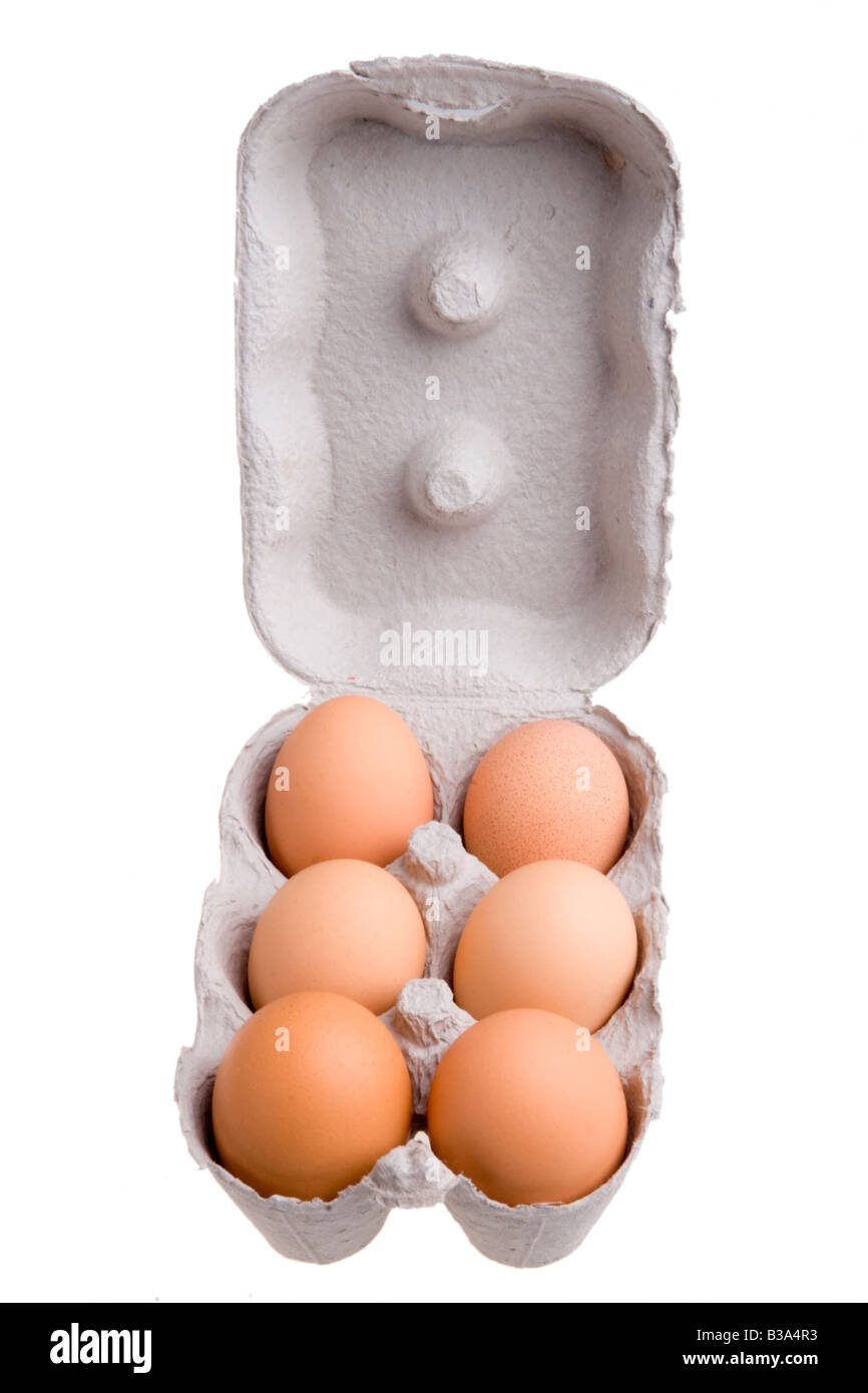 Six organic free range eggs in a compressed fibreboard moulded egg ...