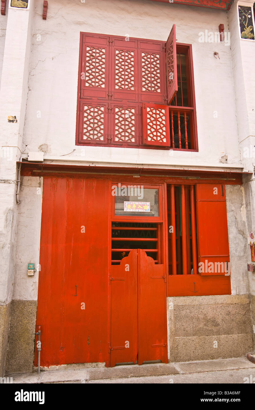 MACAU CHINA Red lacquer facades on Rua da Felicidade, the former red light district Stock Photo ...