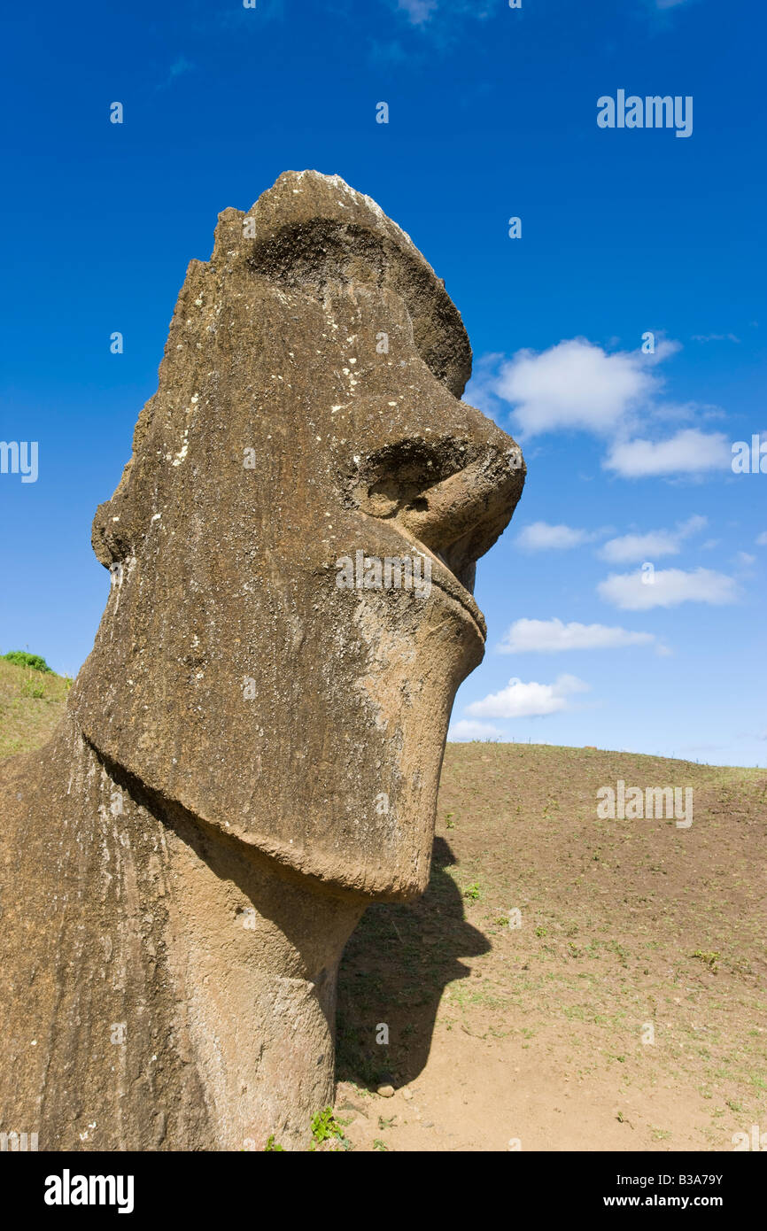 Chile, Rapa Nui, Easter Island, giant monolithic stone Maoi statue at ...