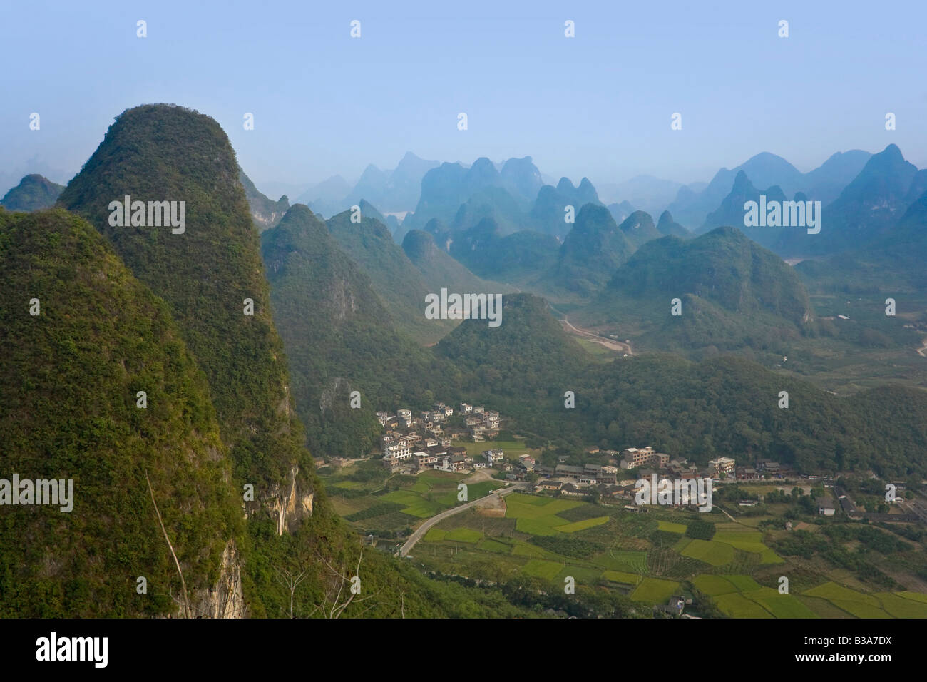 Karst Mountain Landscape, view from Moon Hill, Yangshuo, Guilin ...
