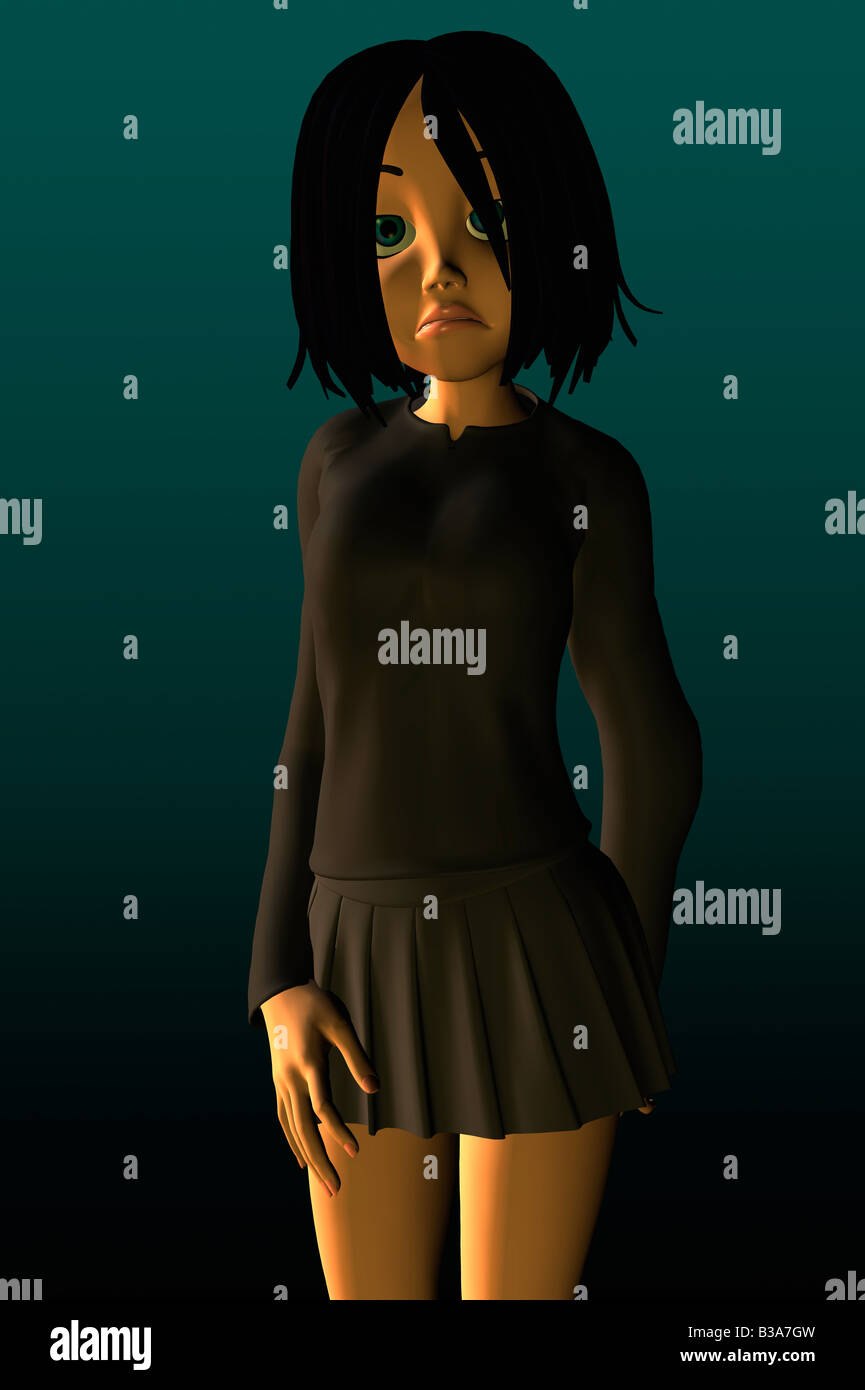 Sad girl cartoon hi-res stock photography and images - Alamy