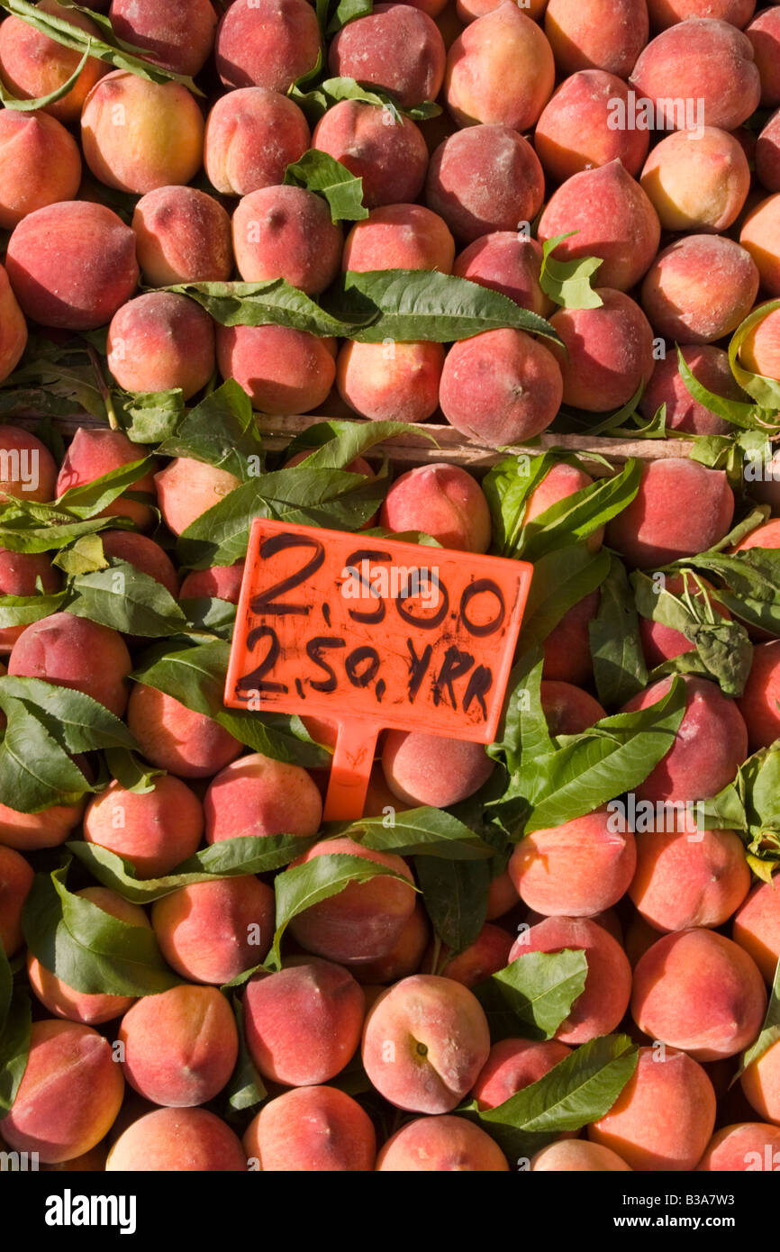Turkey, Kas, Peaches in market Stock Photo - Alamy