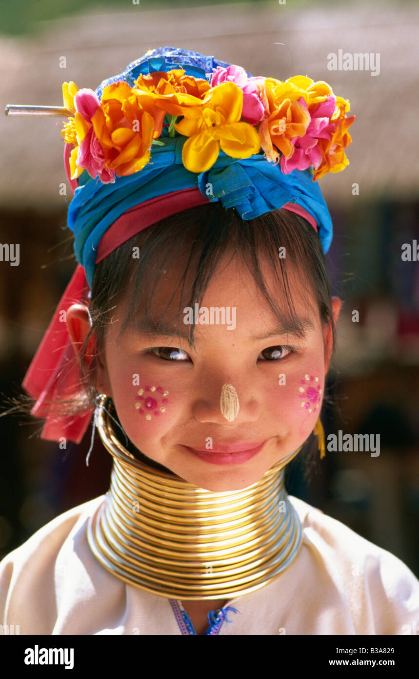 Thailand, Chiang Rai, Long Neck Karen Hilltribe, Long Neck Girl Stock ...