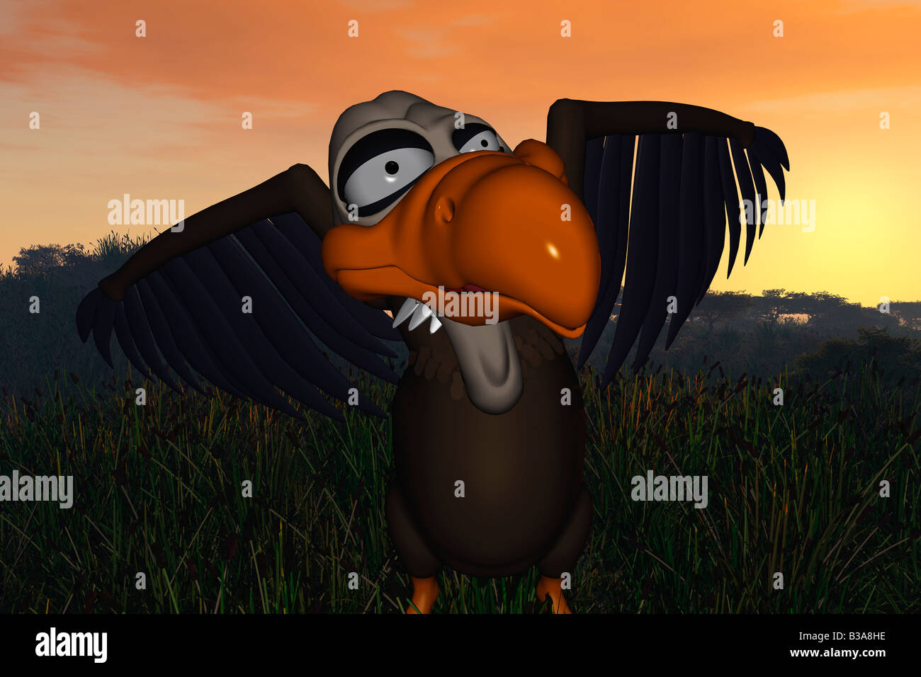 Cartoon Illustration Of A Vulture Stock Photo - Alamy