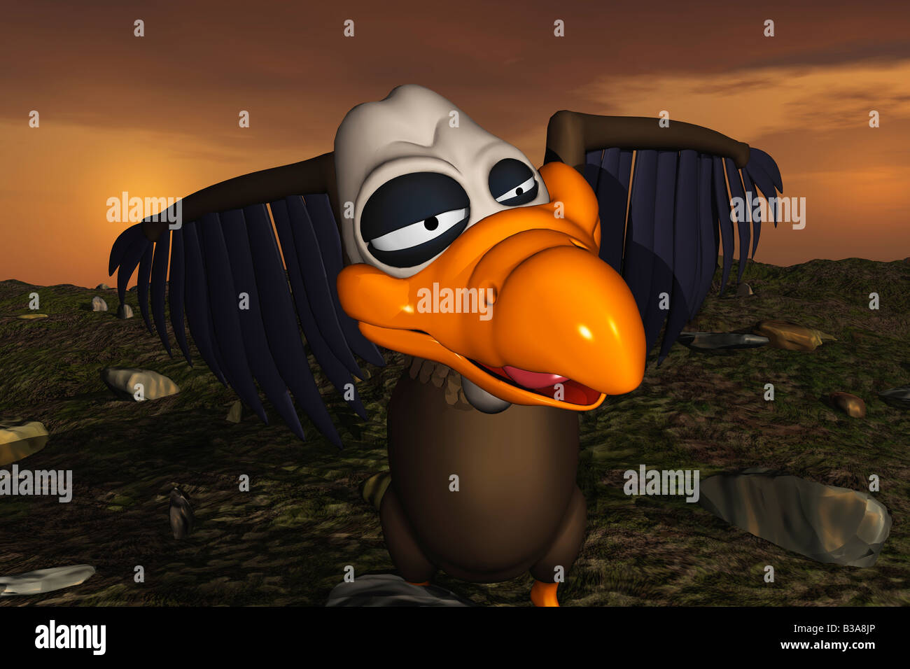 Cartoon Illustration Of A Vulture Stock Photo - Alamy