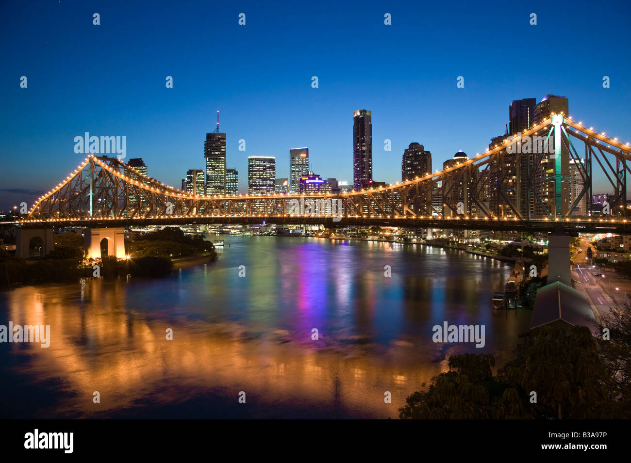 Australia, Queensland, Brisbane, Story Bridge with Riverside Centre ...