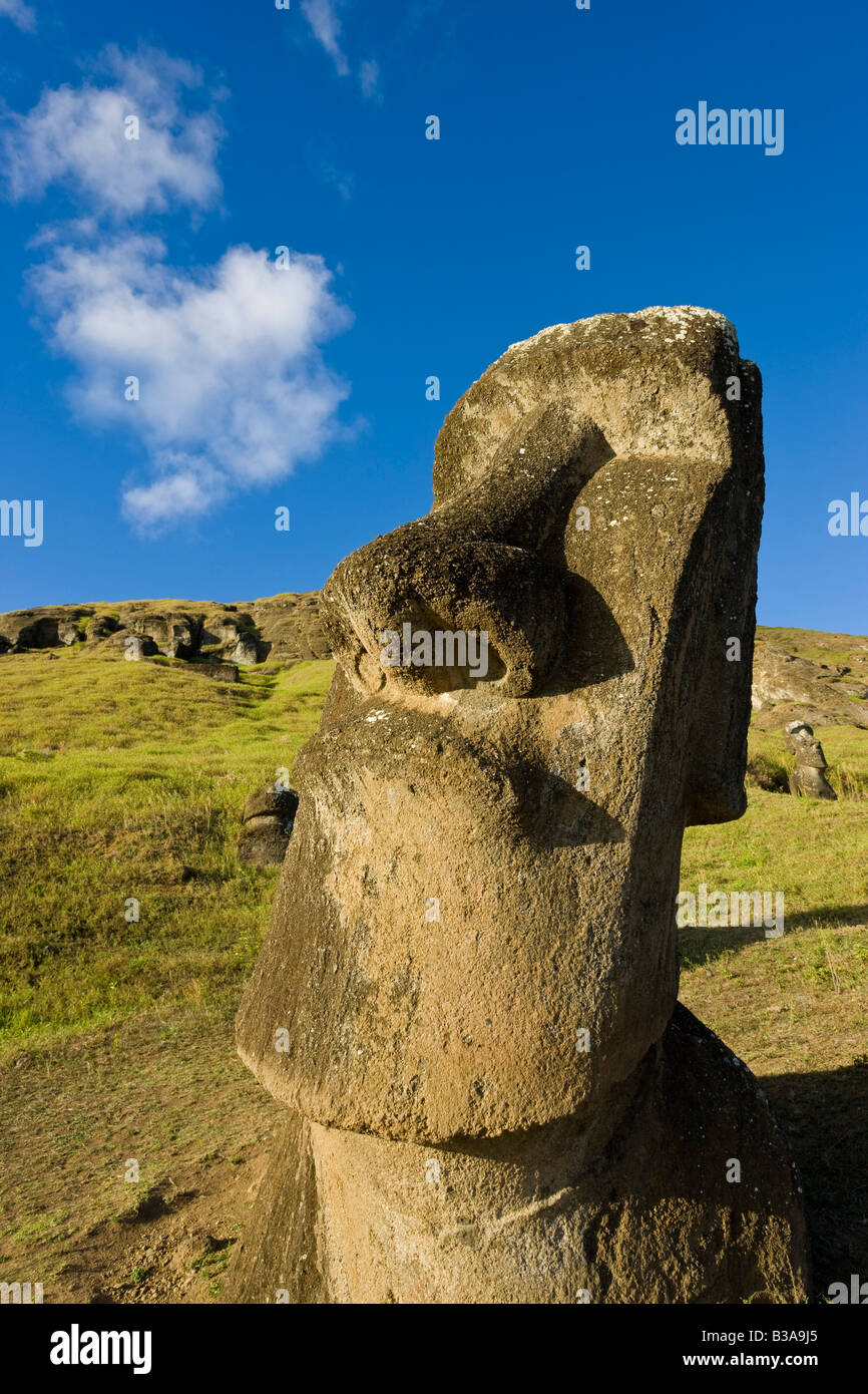 Chile, Rapa Nui, Easter Island, giant monolithic stone Maoi statue at ...