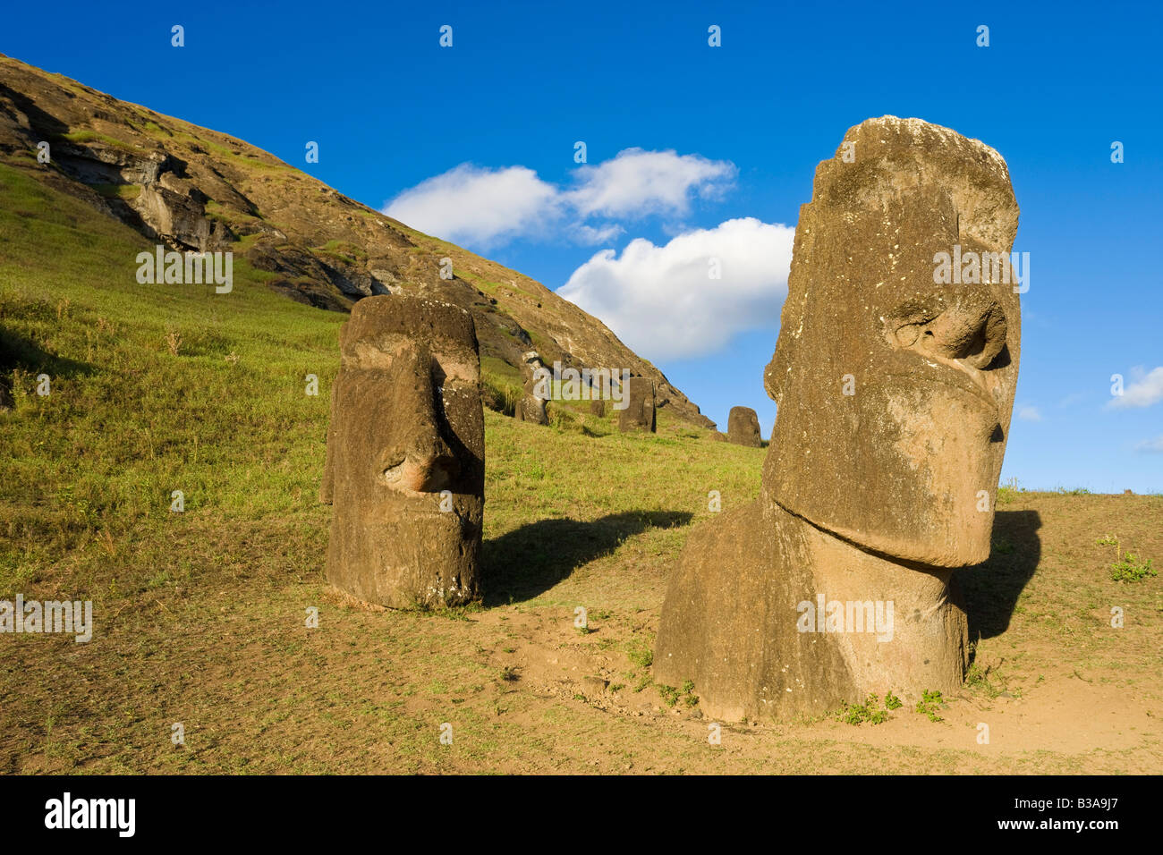 Chile, Rapa Nui, Easter Island, giant monolithic stone Maoi statues at ...