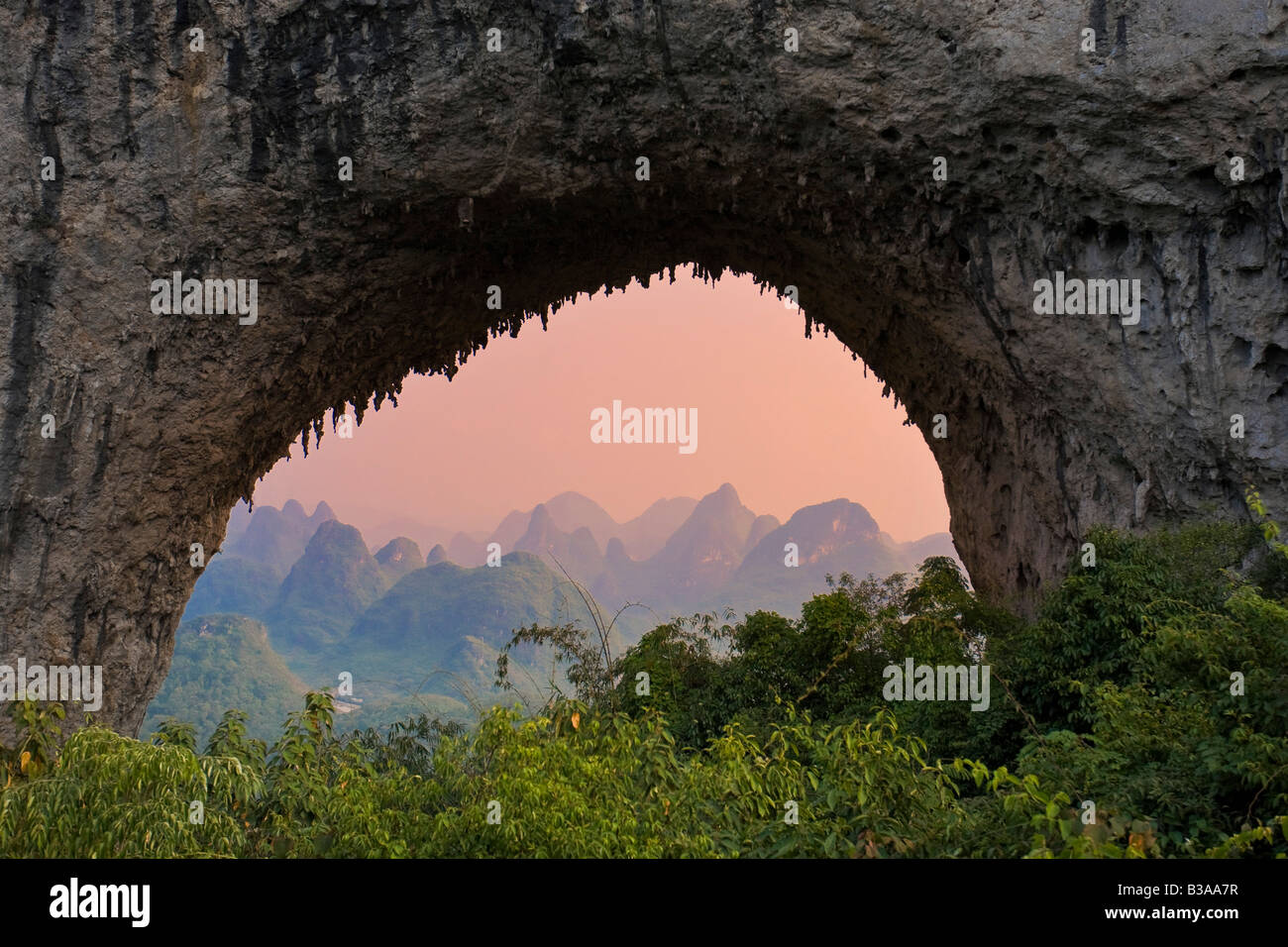 Karst Mountain Landscape, view from Moon Hill, Yangshuo, Guilin ...