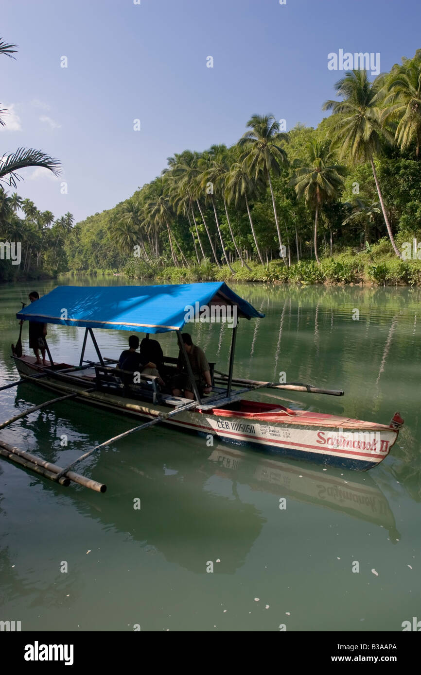 Traditional Boat on Loboc river, Bohol Island, The Philippines Stock ...