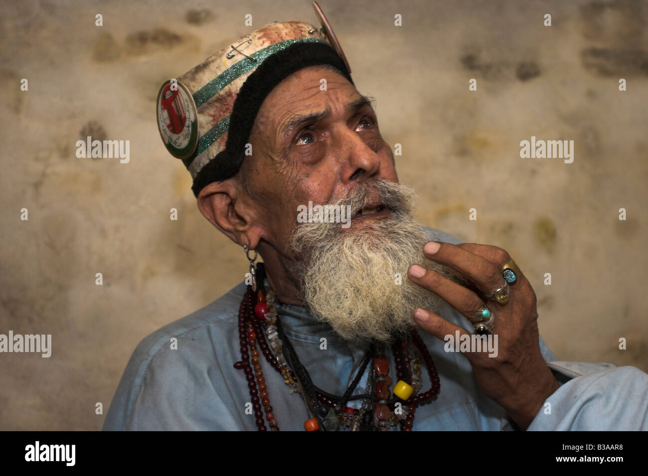 Pakistan, North West Frontier Province, Peshawar, Old holy man said to ...