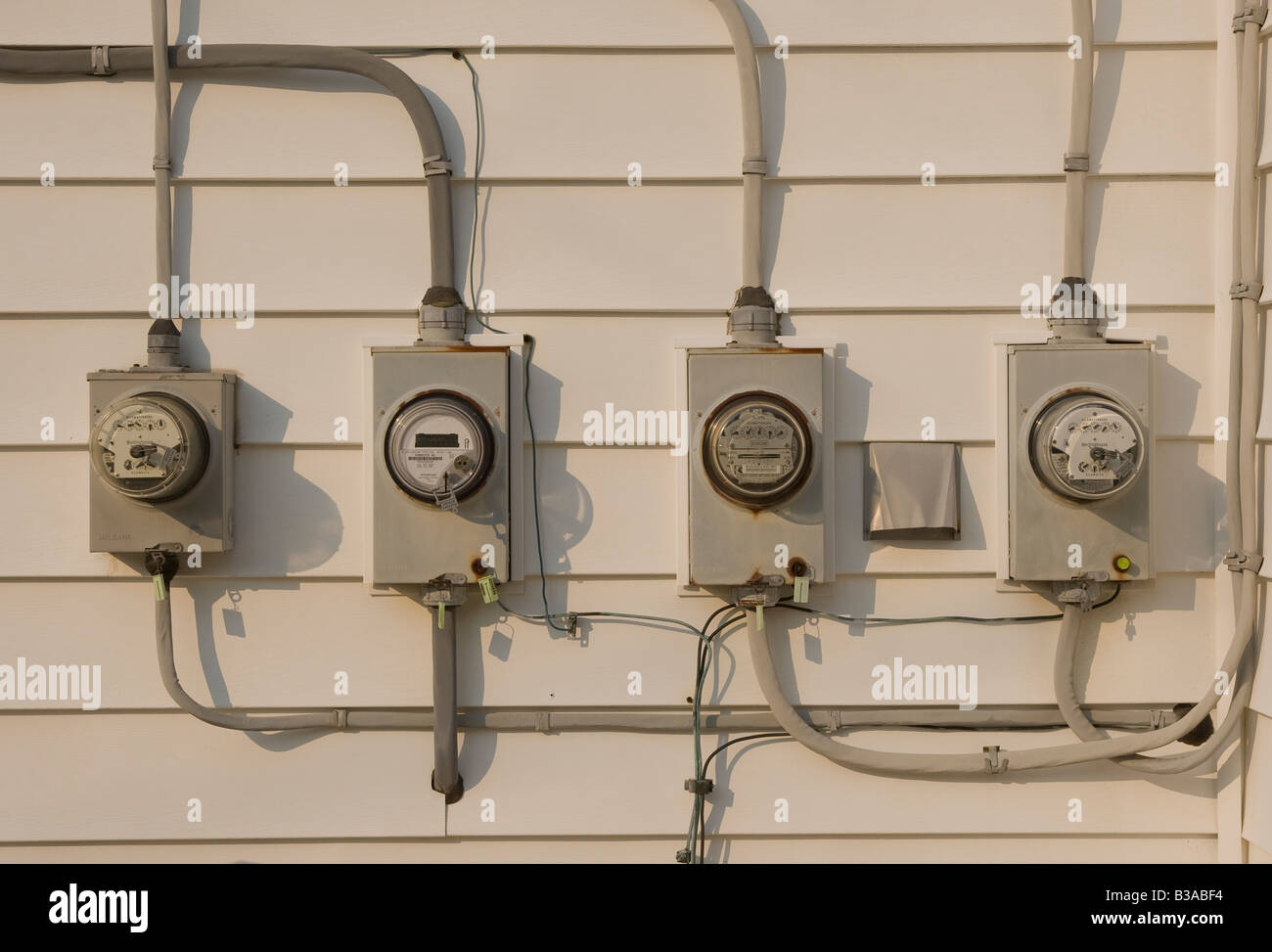 Electrical meters attached to a building Stock Photo - Alamy