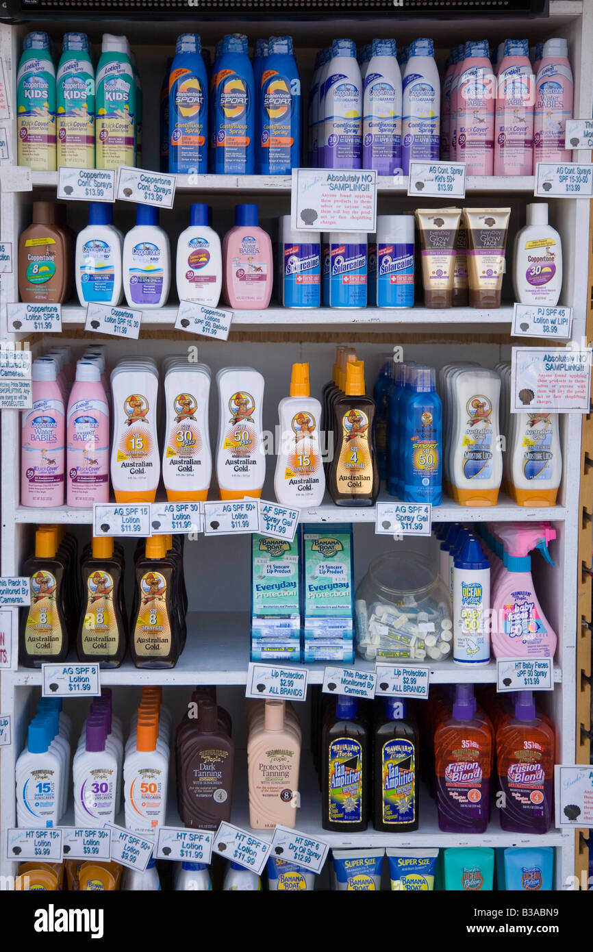 Variety of sunscreen products Stock Photo - Alamy