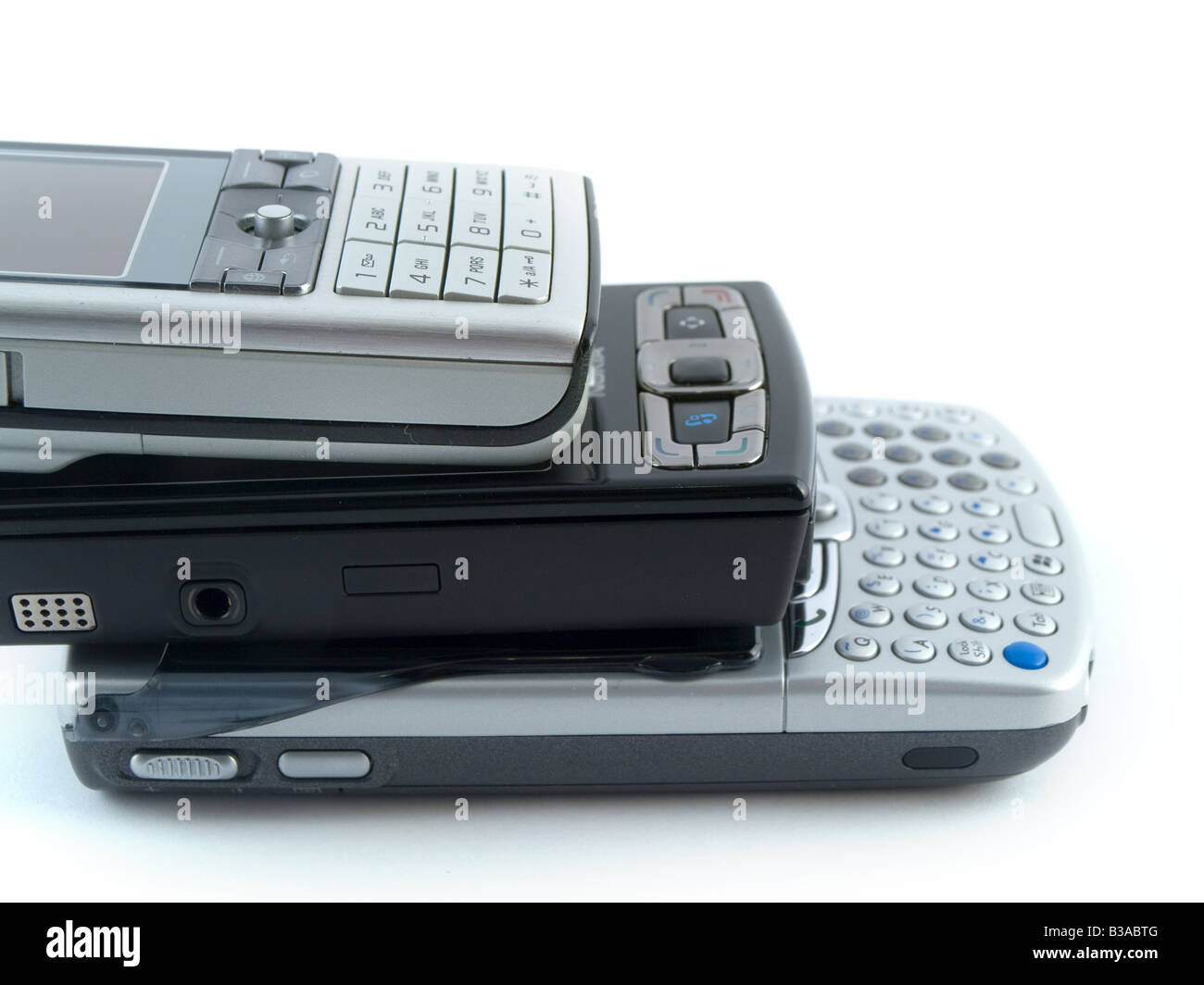 Several Modern Mobile Phones on White Background Stock Photo - Alamy