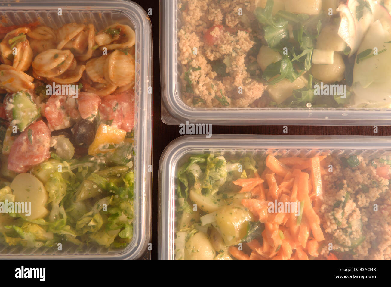 Mixed salat in plastic boxes Stock Photo - Alamy