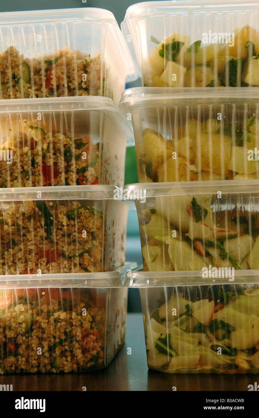 Mixed salat in plastic boxes Stock Photo - Alamy