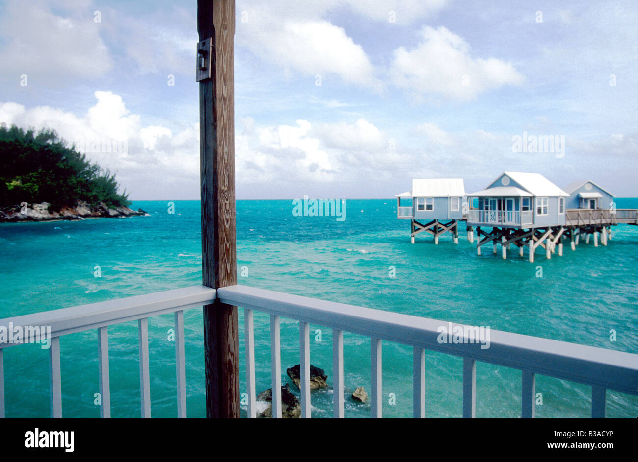 View of ocean from over-water cabana at Nine Beaches, Bermuda Stock ...