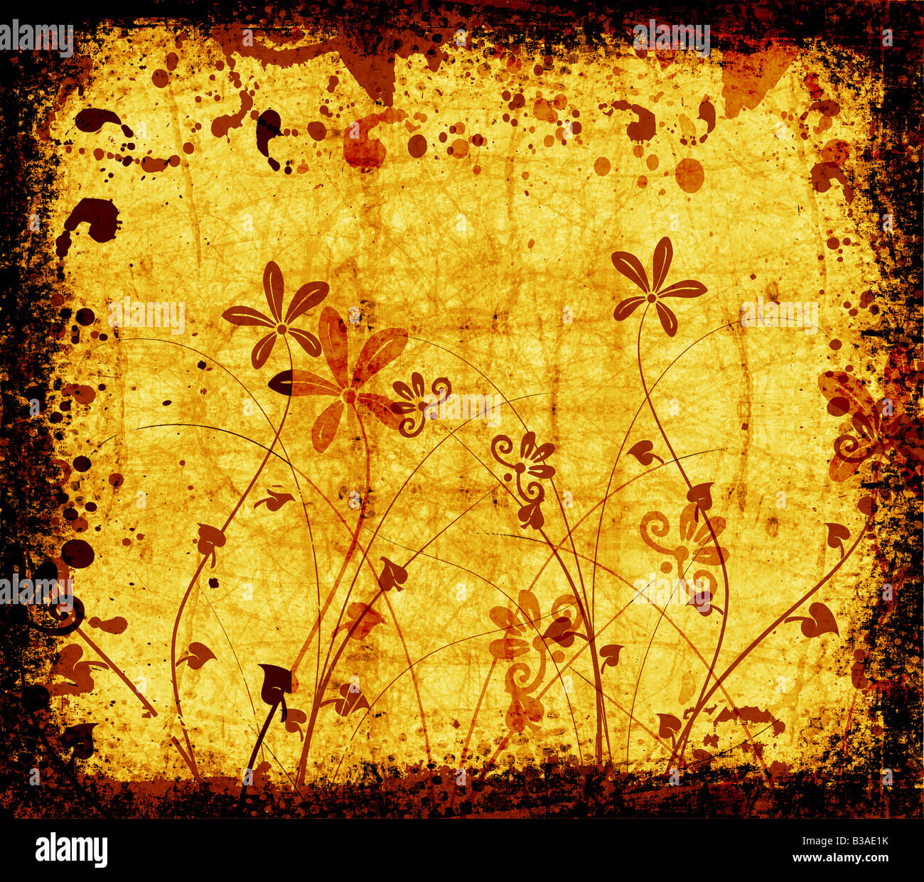 Floral design on grunge background Stock Photo - Alamy