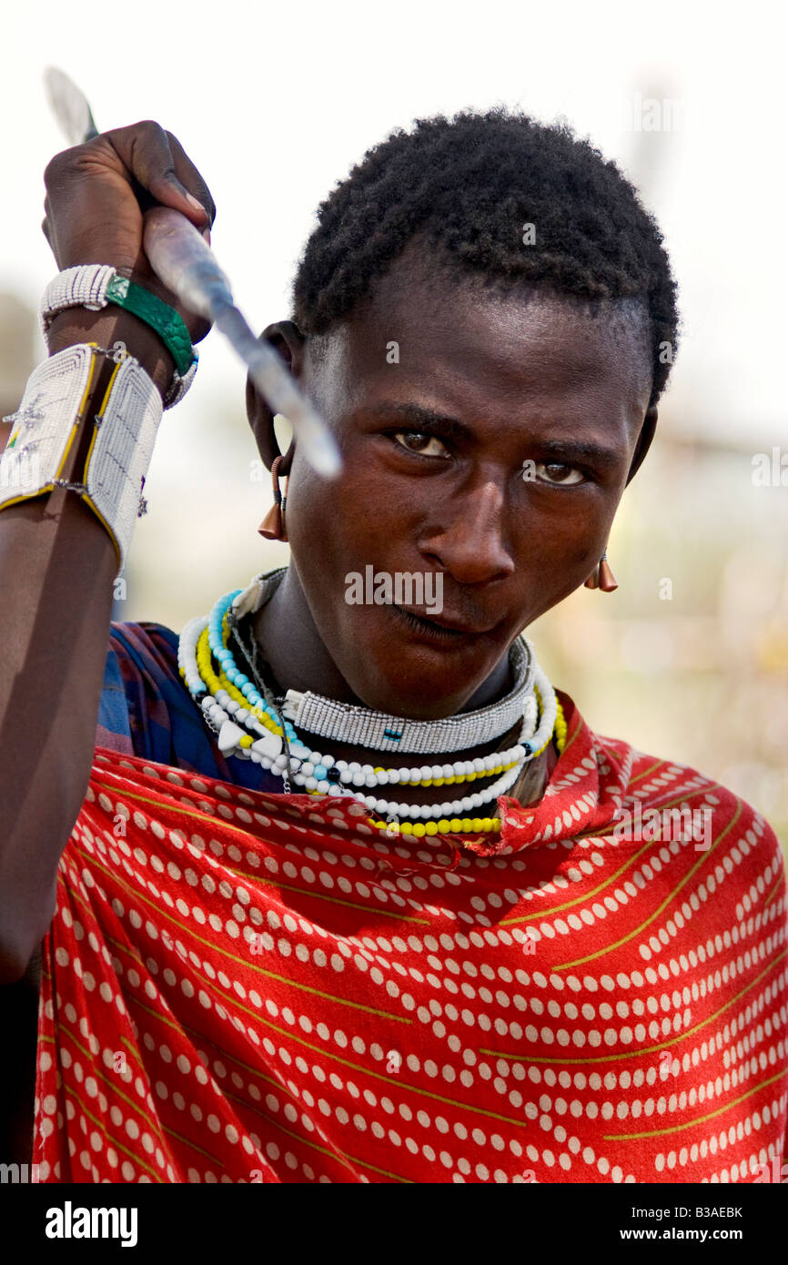 The MASAI WARRIOR with spear NGORONGORO CRATER TANZANIA Stock Photo - Alamy