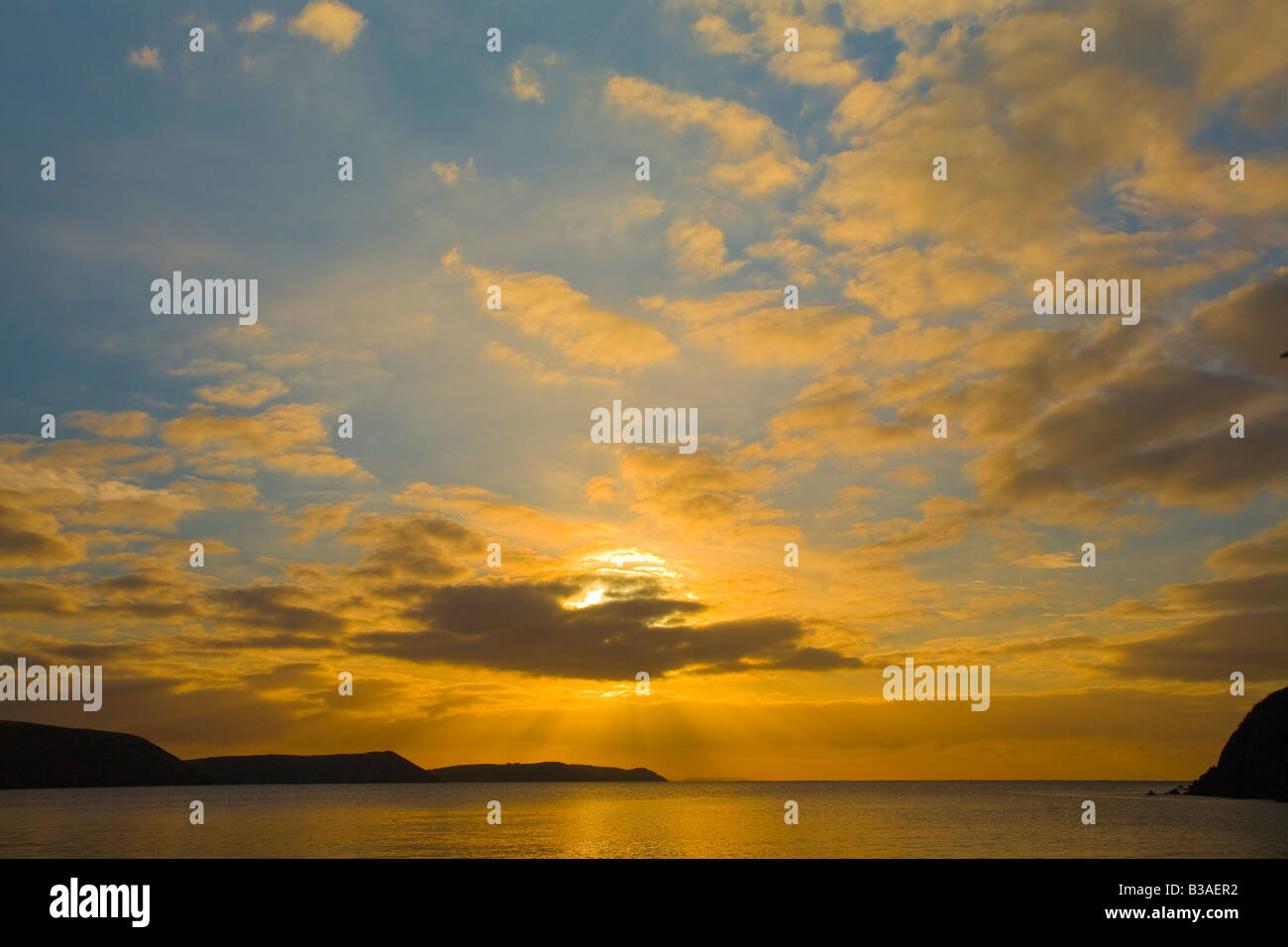 Dawn landscape over Freshwater East in Pembrokeshire Wales UK Stock ...