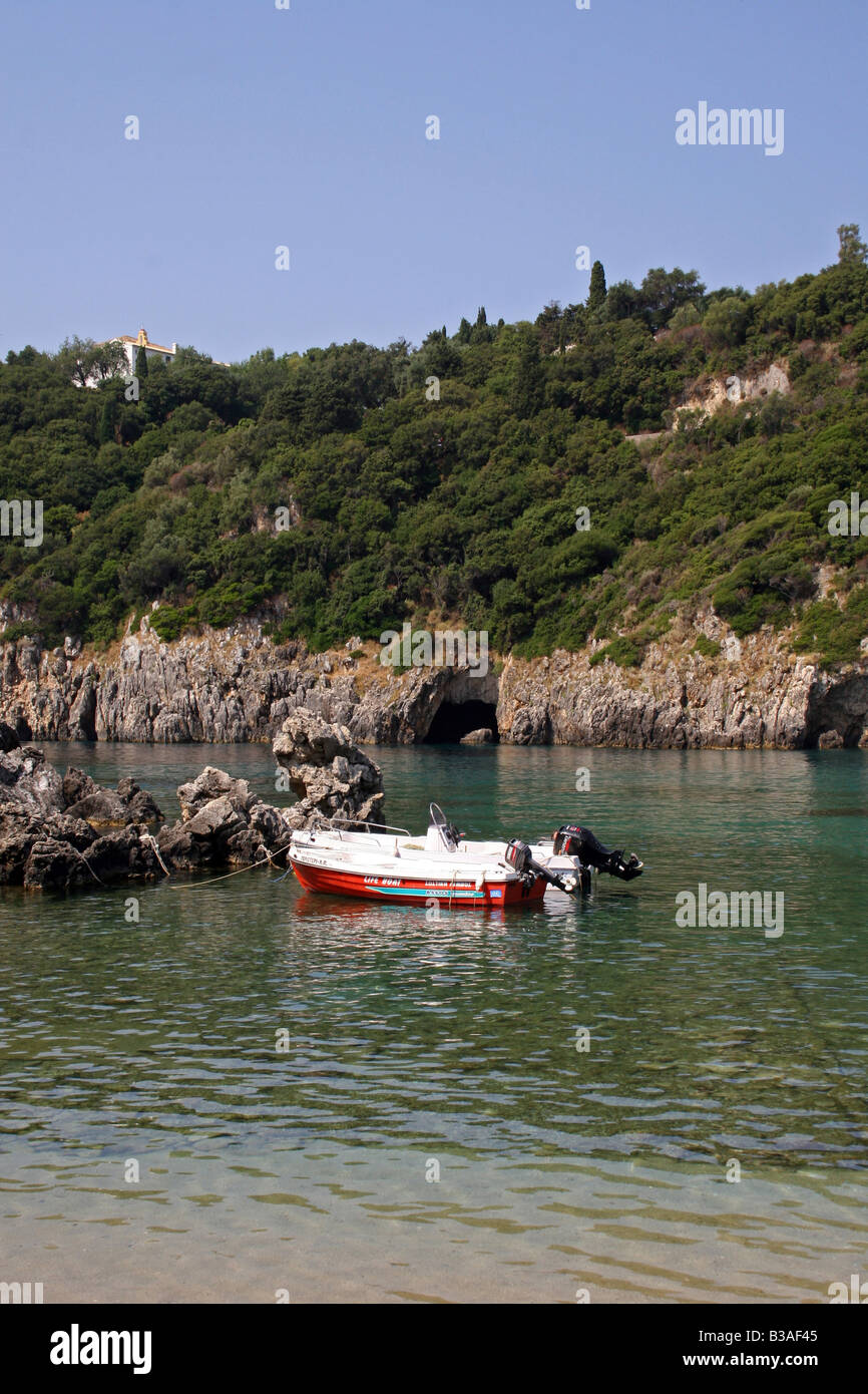 AYIOS SPYRIDHON PICTURESQUE BAY AT PALEOKASTRITSA ON THE GREEK IONIAN ...