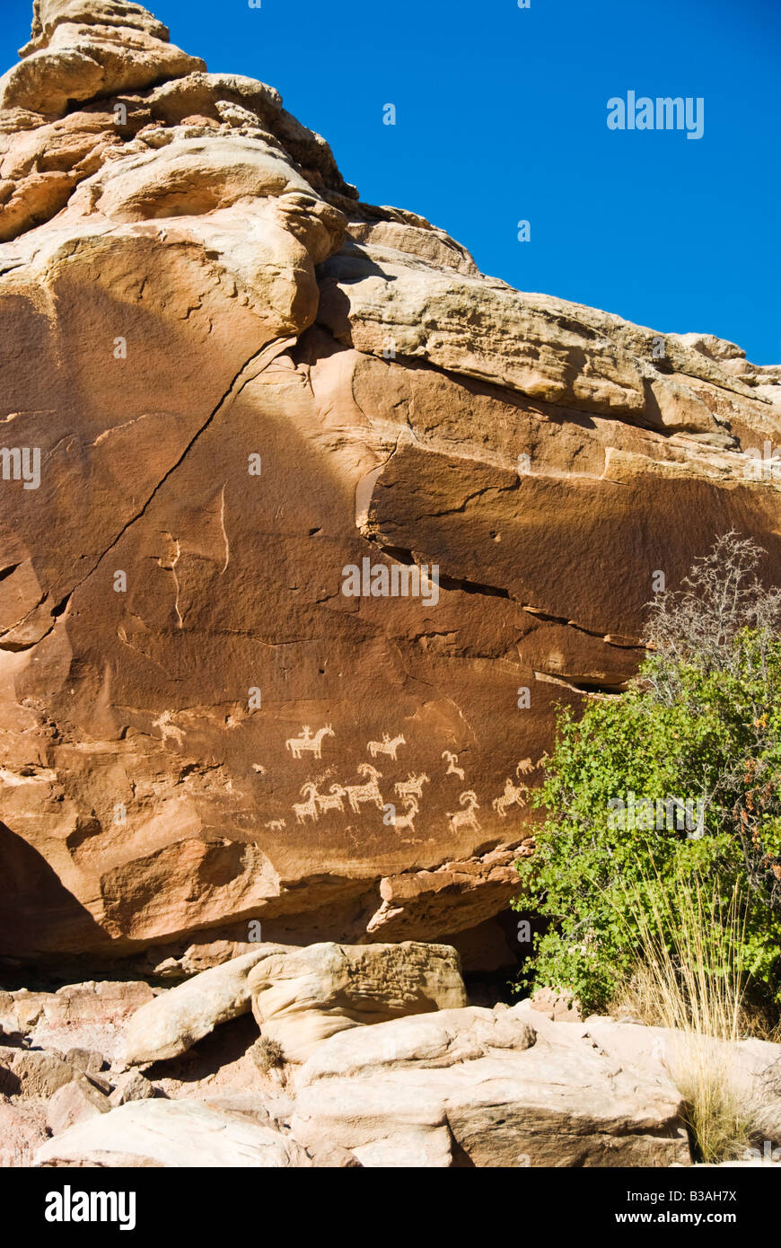 Petroglyphs at the Wolfe Ranch Arches National Park Utah Stock Photo ...