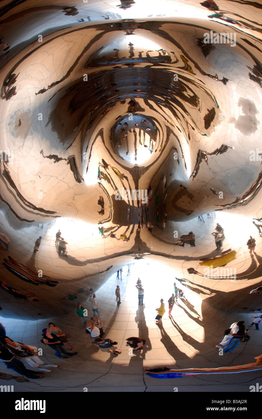Reflection underneath Chicago Bean or Cloud Gate on the AT T Plaza ...