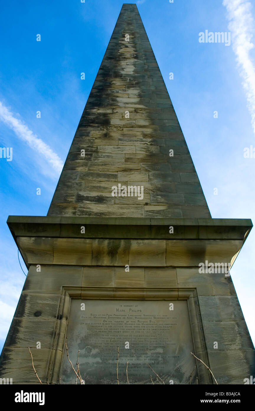 Wide angle shot of an obelisk against blue sky in Stratford-Upon-Avon ...