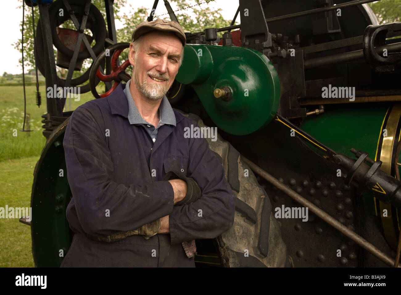 George Kerr engineer working on his 1936 Aveling Barford steam tractor ...