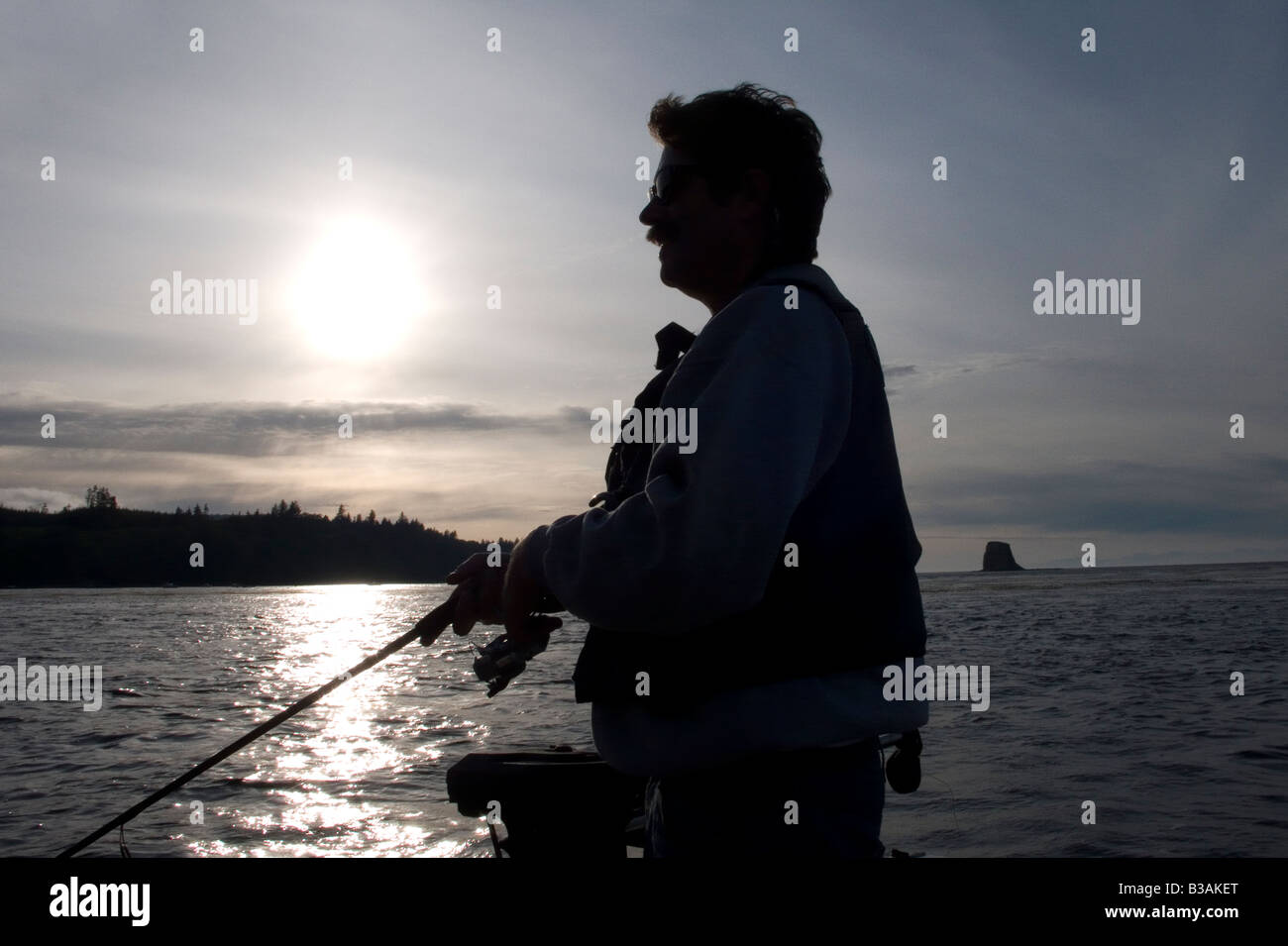 Capt. MarkTaylor fishing for rockfish near Neah Bay, Washington Stock ...