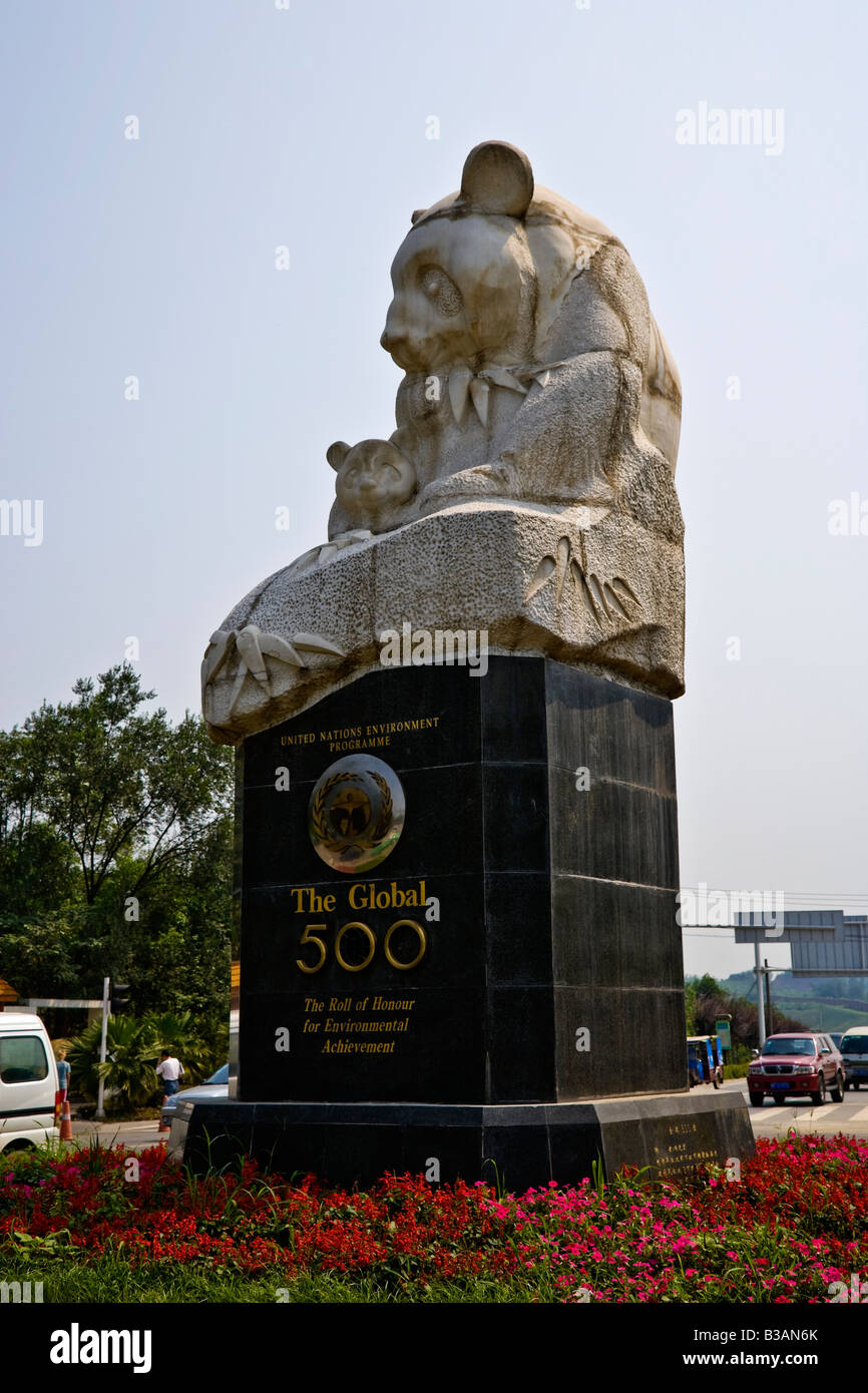 Monument or statue outside Chengdu Research Base of Giant Panda ...