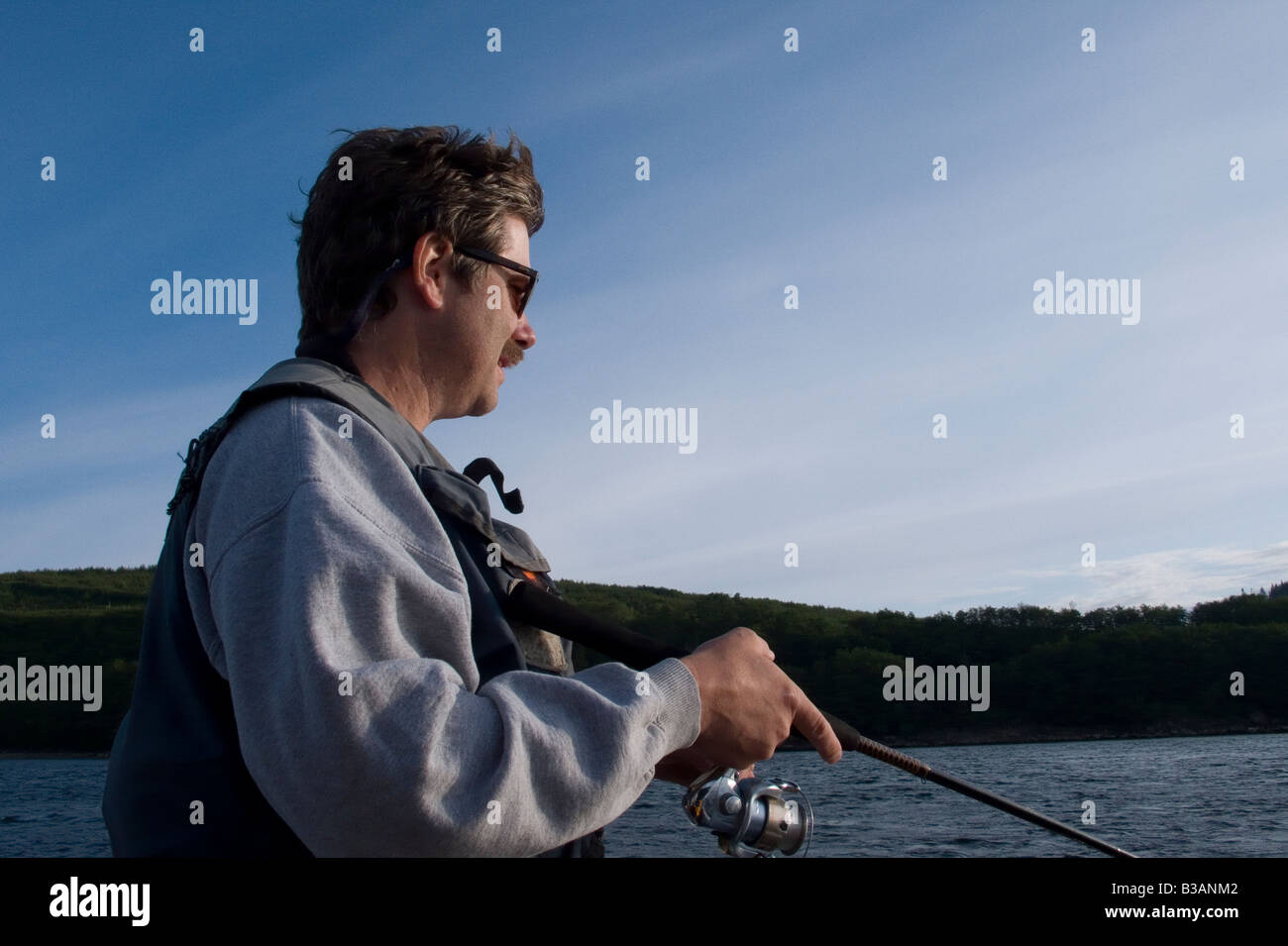 Capt. MarkTaylor fishing for rockfish near Neah Bay, Washington Stock ...
