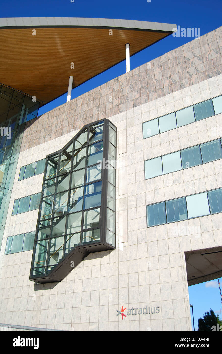 Modern harbour office building, Cardiff Bay, Cardiff, Wales, United ...