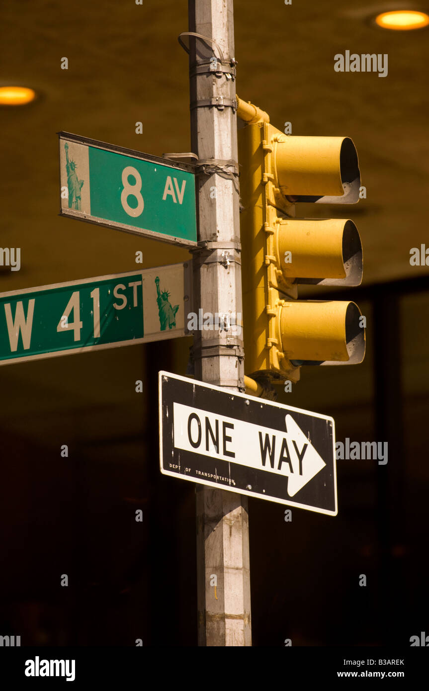 Stop sign and crossing in Broadway in New York Stock Photo - Alamy