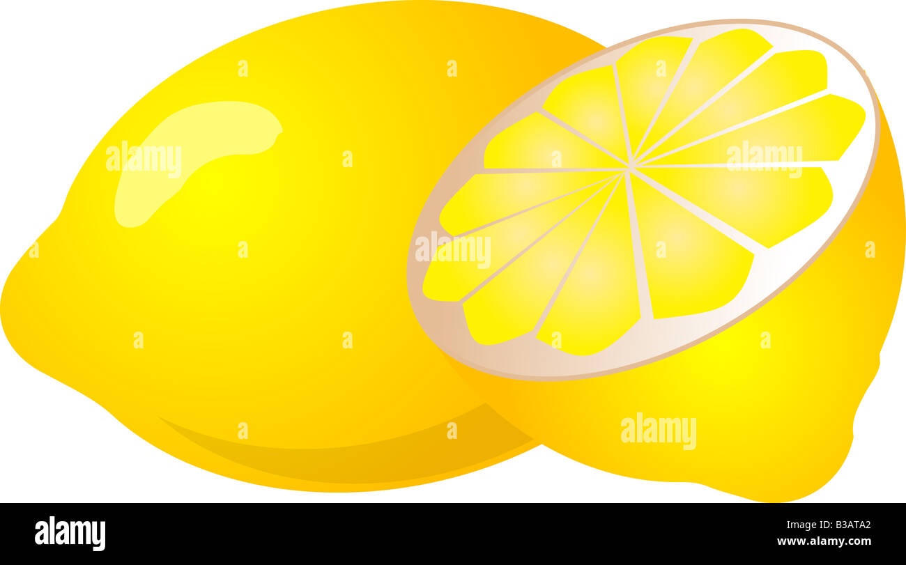 Illustration of a whole lemon and half lemon isometric color gradient ...
