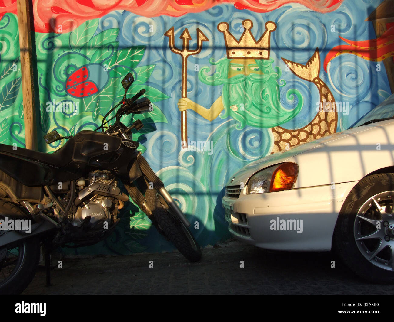 neptune graffiti on wall in athens, greece Stock Photo - Alamy