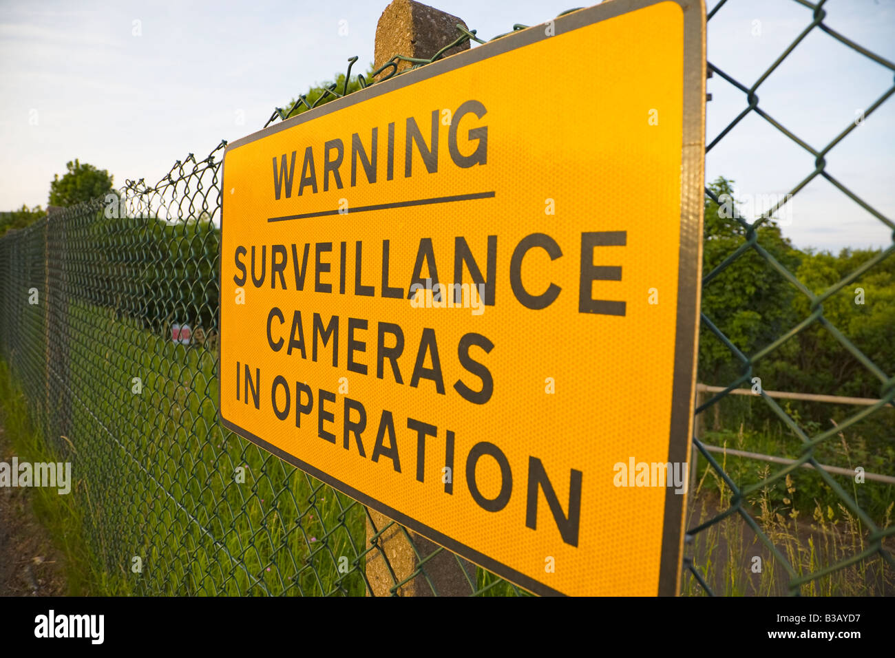 warning sign for surveillance cameras protecting private property Stock ...