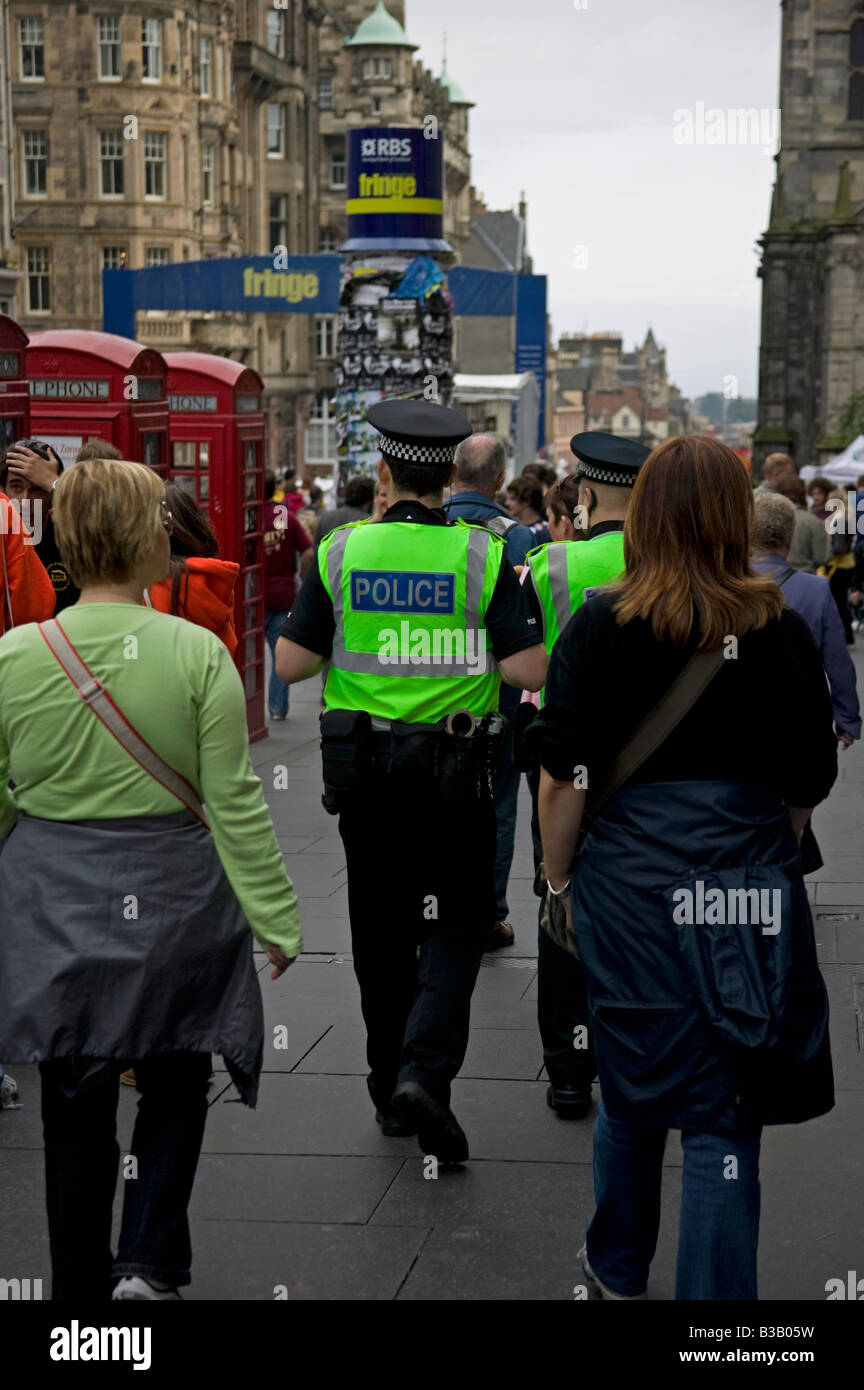 Two male Police officers during Fringe Festival, Royal Mile, Edinburgh ...
