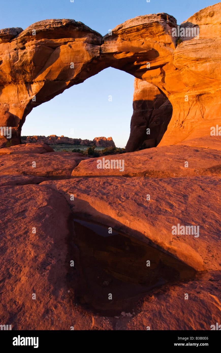 Broken Arch at sunrise Arches National Park Utah Stock Photo - Alamy
