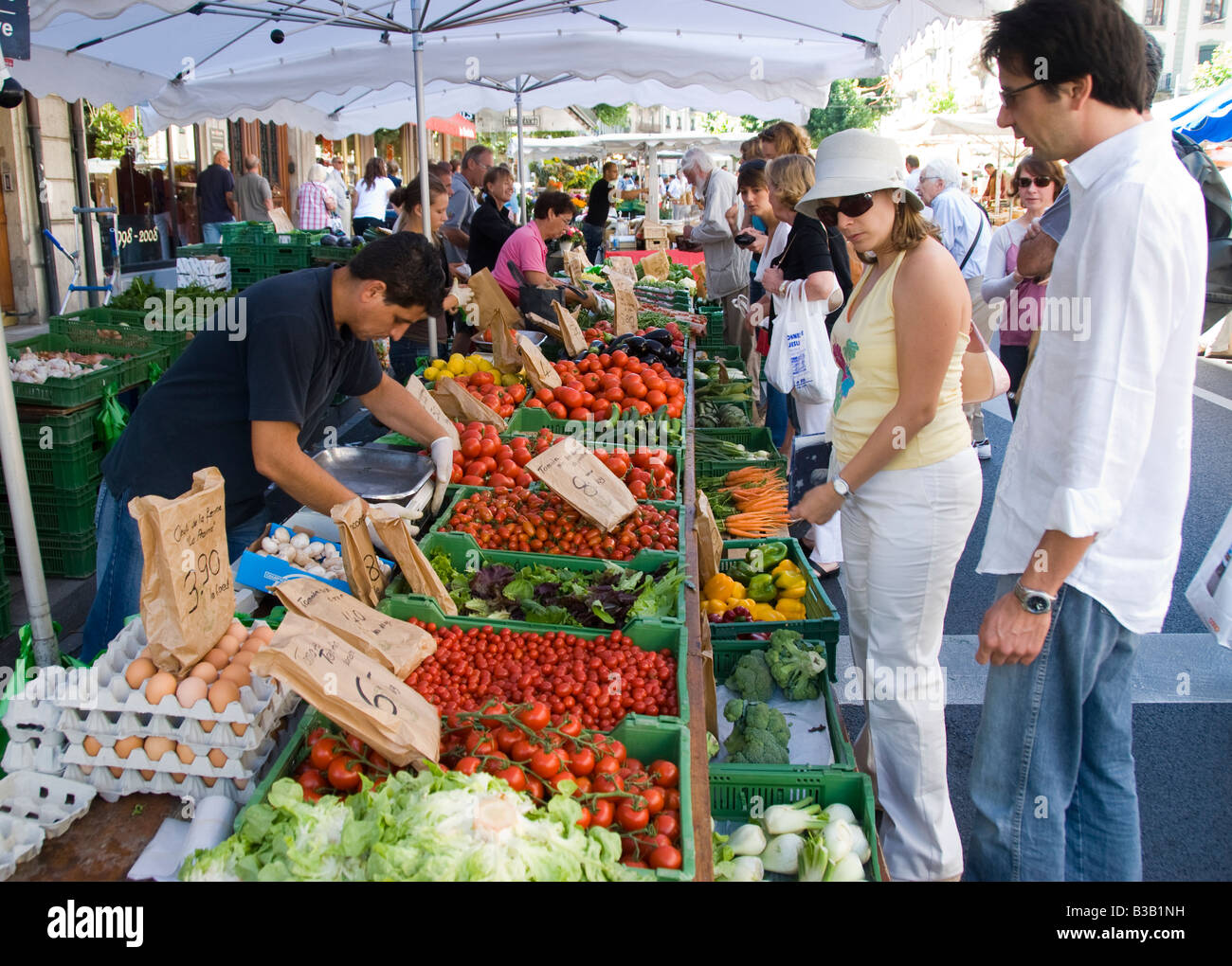 Market in Geneva Stock Photo - Alamy
