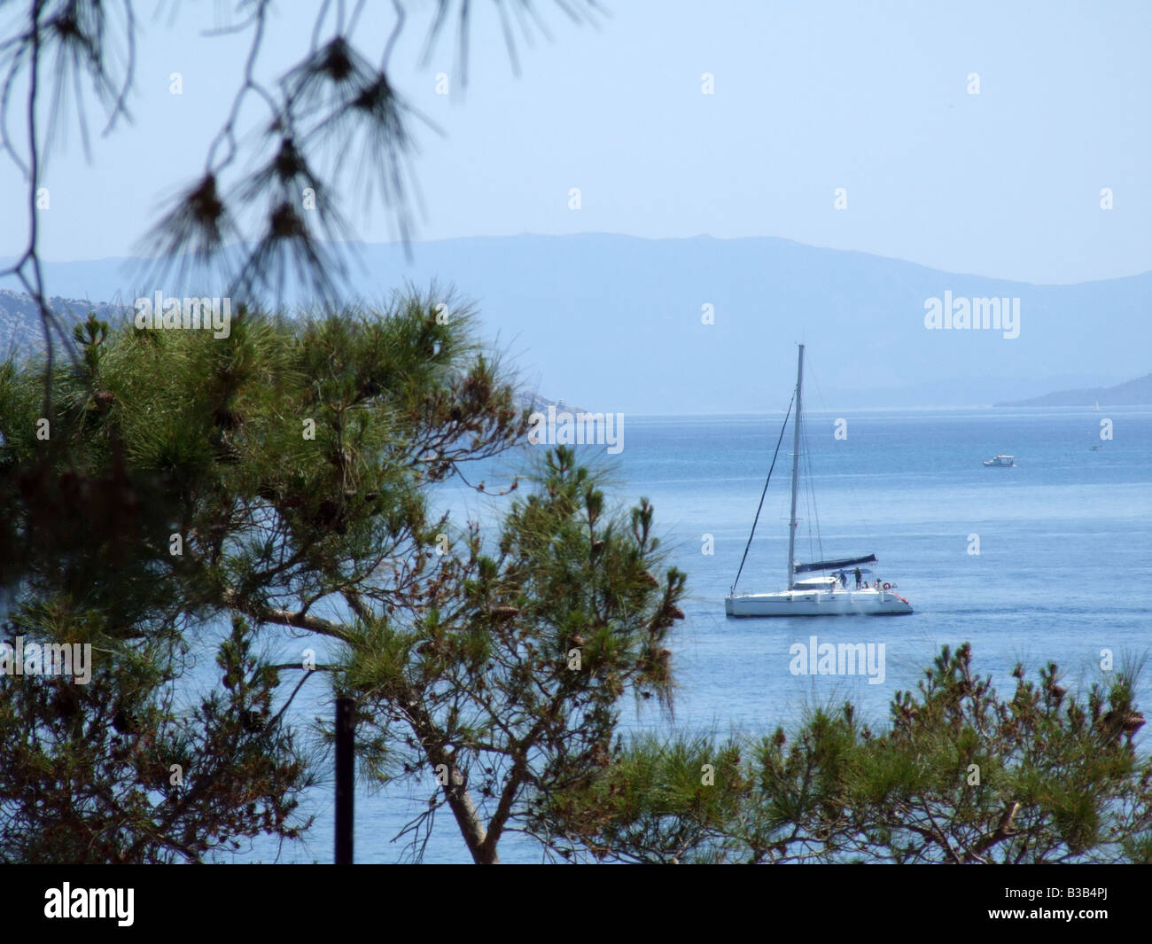 yacht off the greek island of egina Stock Photo - Alamy