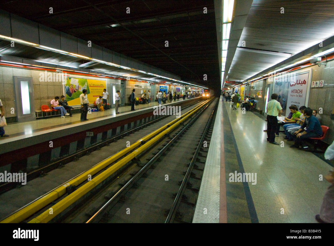 Train Arriving at a Metro Station Platform in Tehran Iran Stock Photo ...