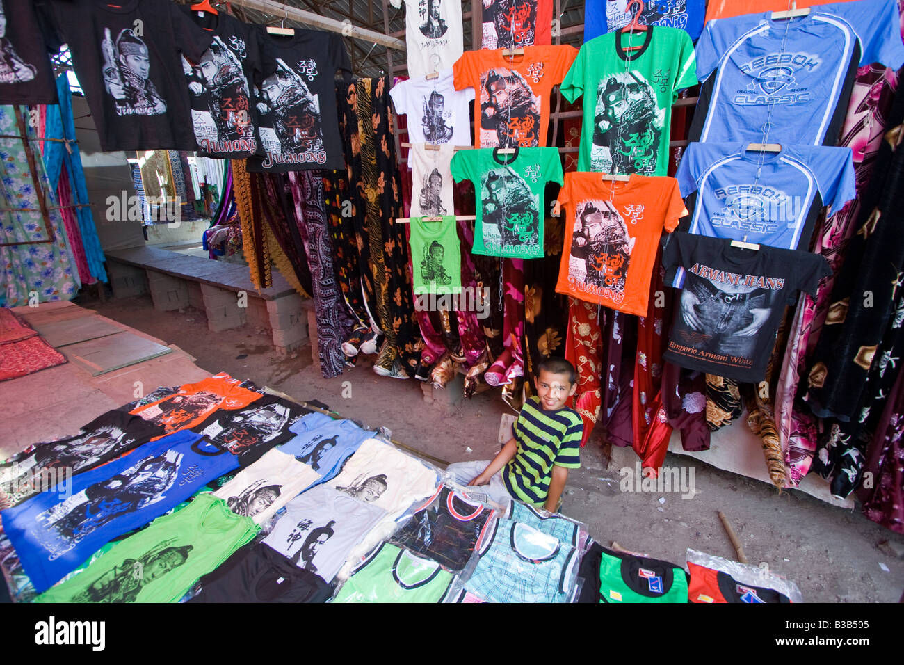Korean Soap Opera Fan T Shirts for Sale in the Sunday Bazaar in Urgut Uzbekistan Stock Photo - Alamy