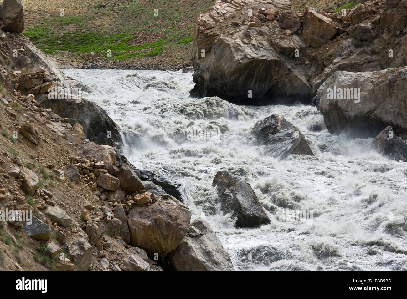 Rushing River in the Panj River Valley Between Afghanistan and ...