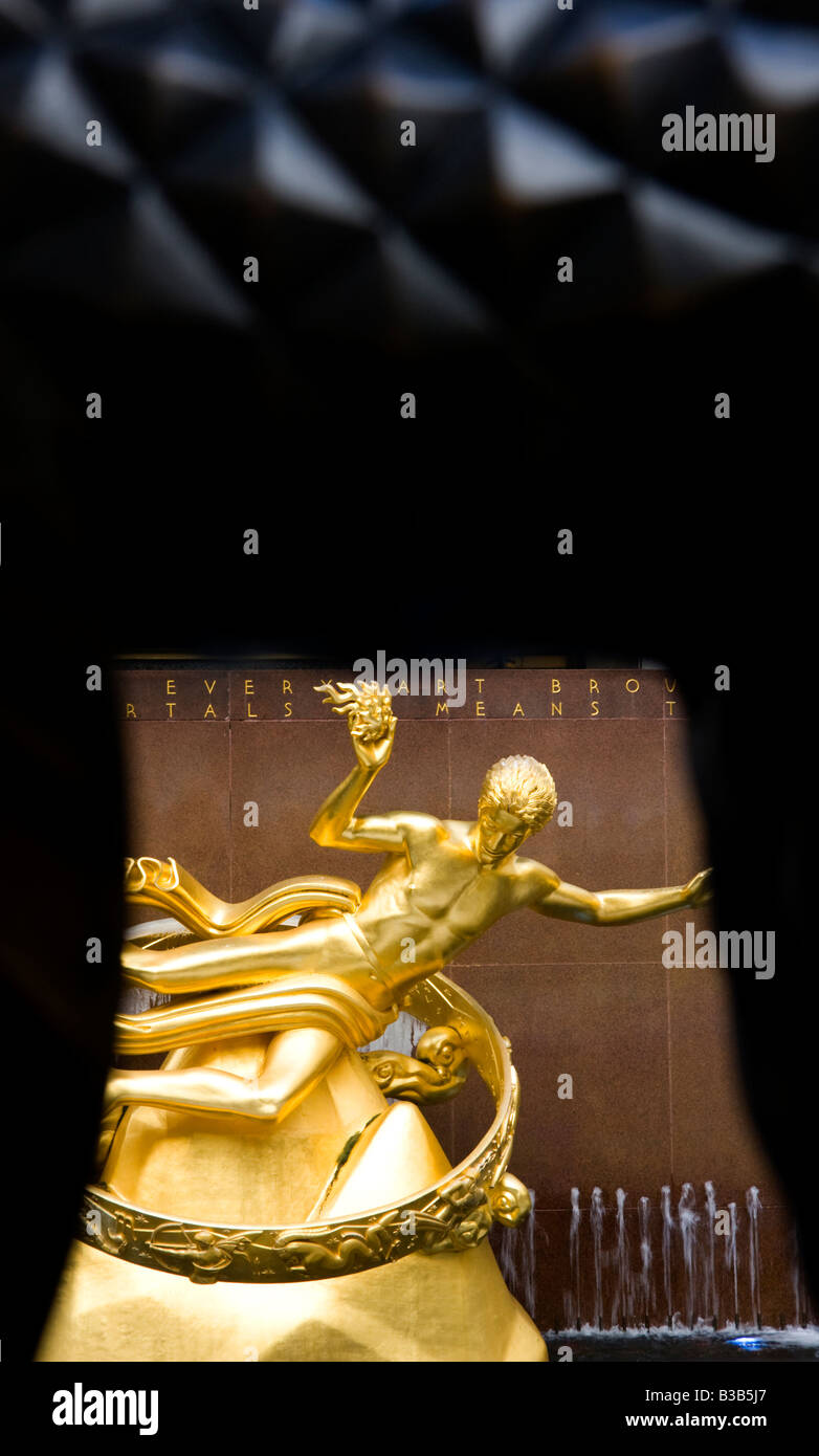 Statue of Prometheus at Rockefeller Centre Manhattan New York USA Stock ...