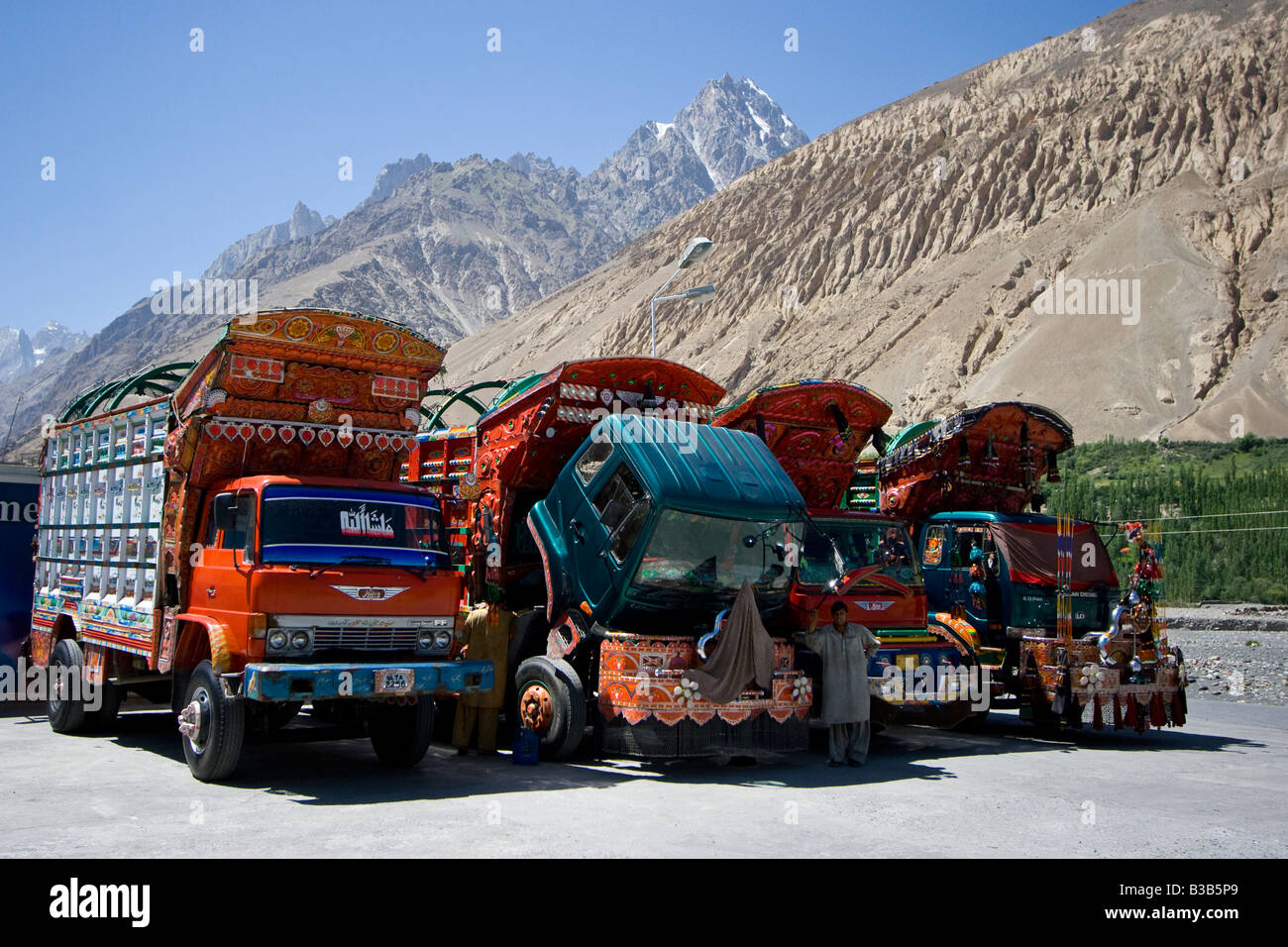 Pakistani Trucks on the Karakoram Highway in Northern Pakistan Stock ...