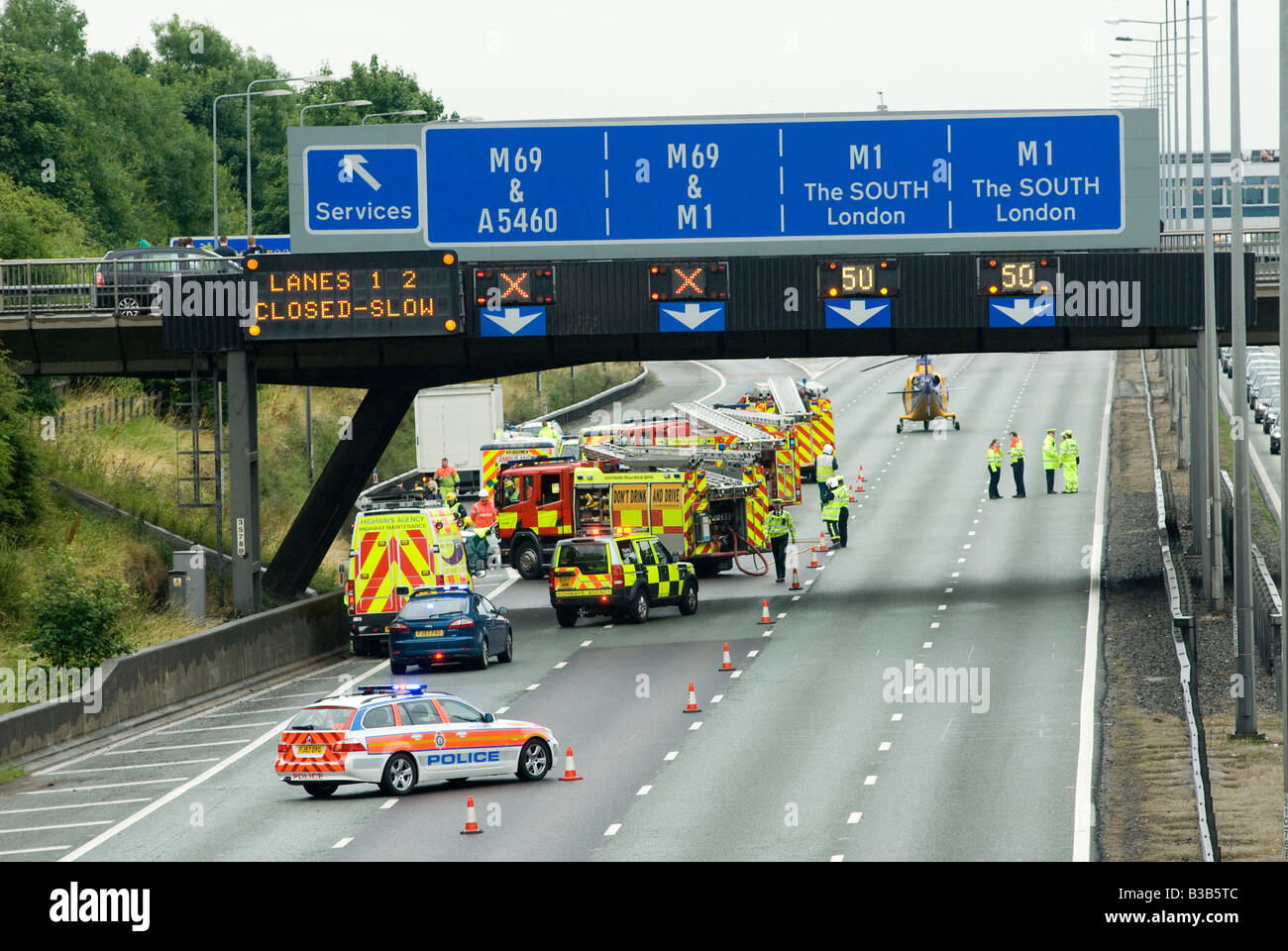 Emergency services gathering on the m1 motorway following a nasty road ...